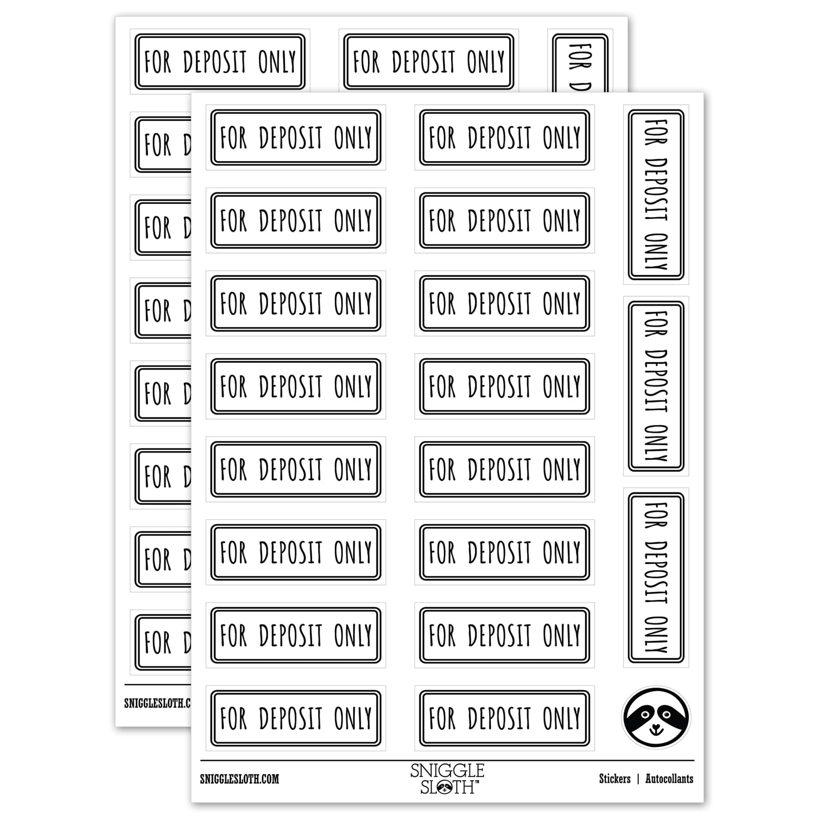 For Deposit Only Double Border Bank Check Sticker Set - White - Matte ...