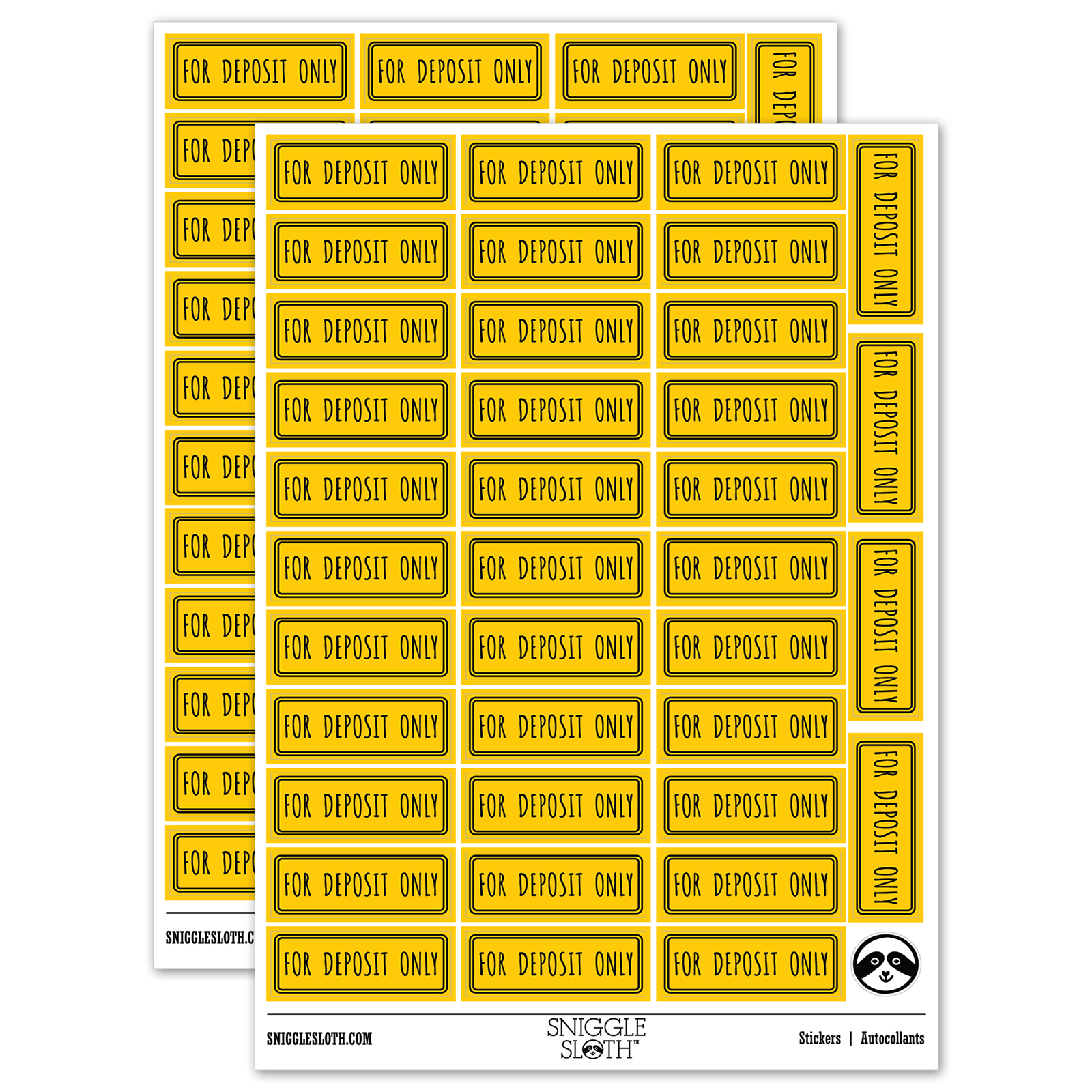 For Deposit Only Double Border Bank Check Sticker Set - Yellow - Gloss ...