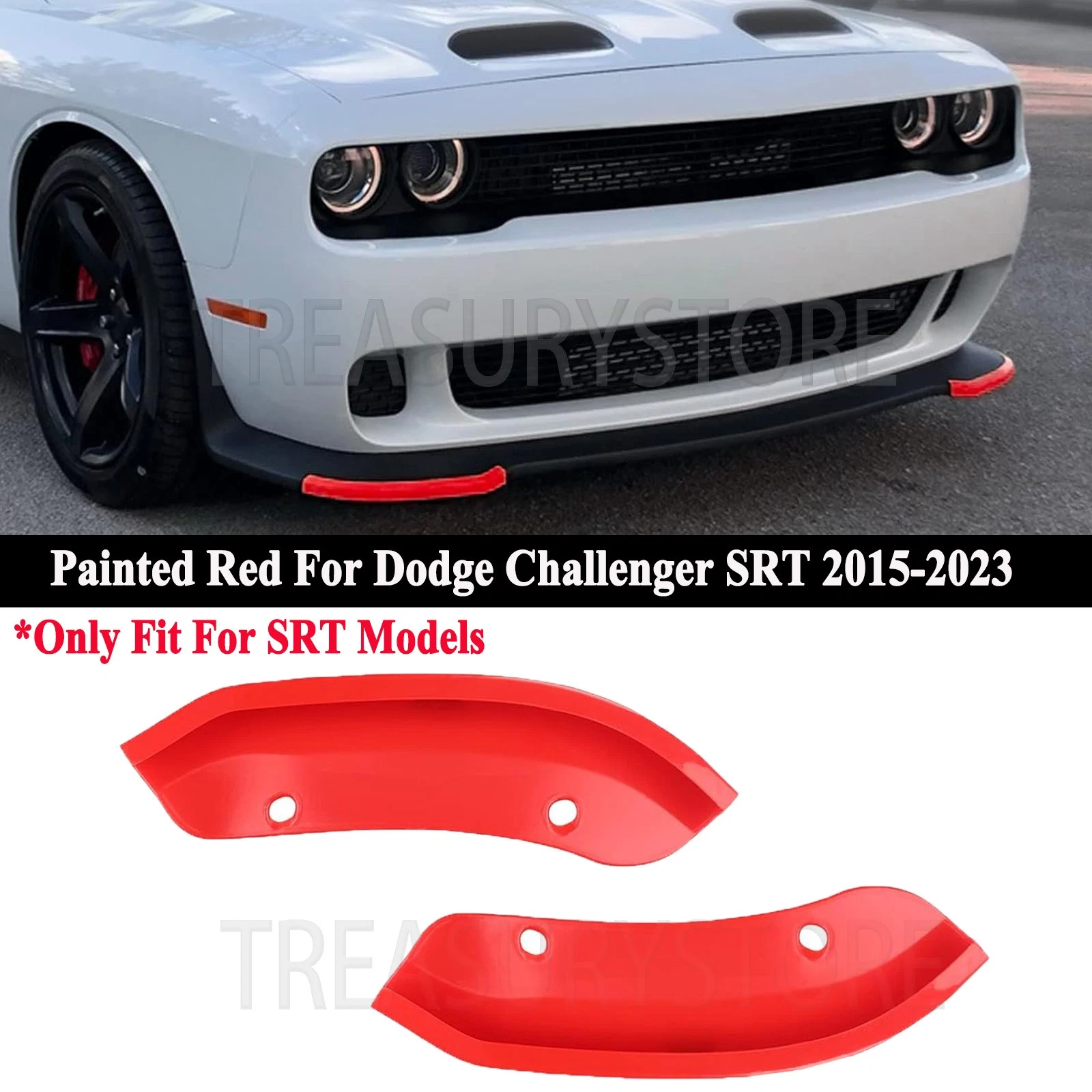 For Dodge Challenger SRT Hellcat 15-23 Red Front Bumper Lip Side Guard ...