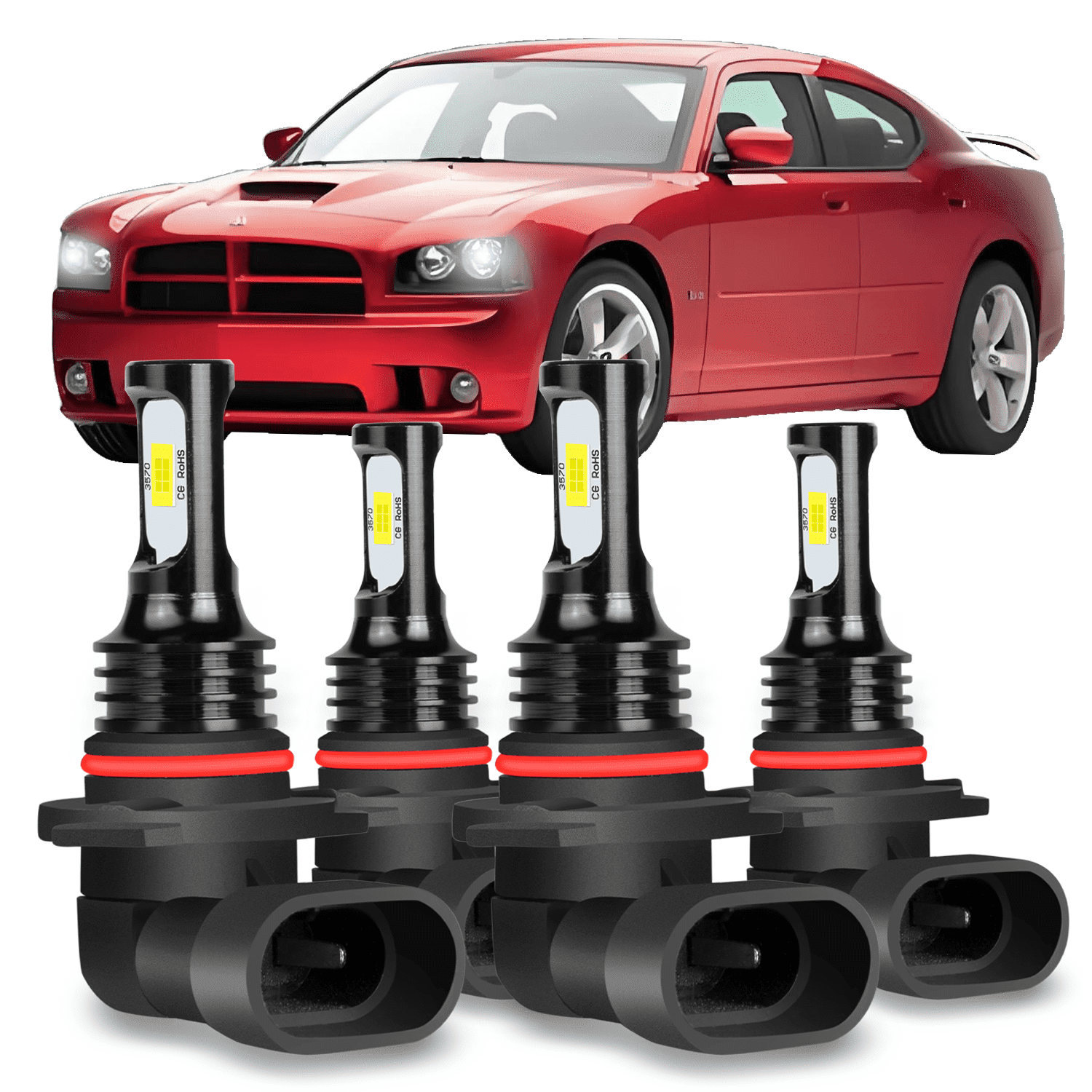 For Dodge Charger 2006-2010 Headlight Bulbs High Low Beam LED Lamp Set ...