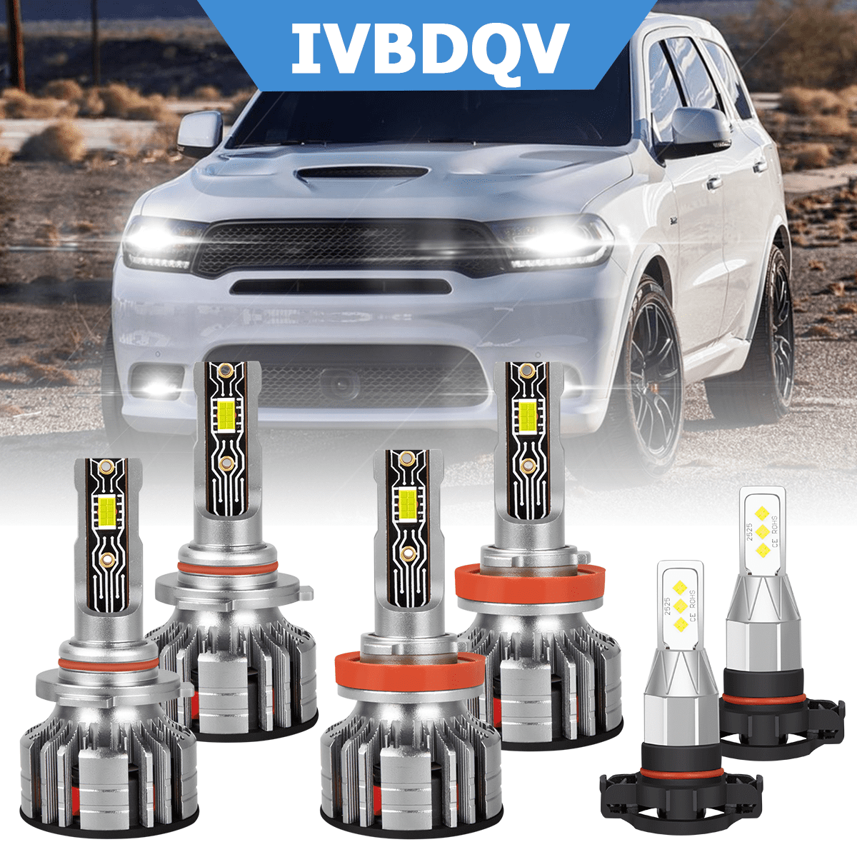 For Dodge Durango 2011-2013 LED Headlights Combo 9005 High Beam+H11 Low ...