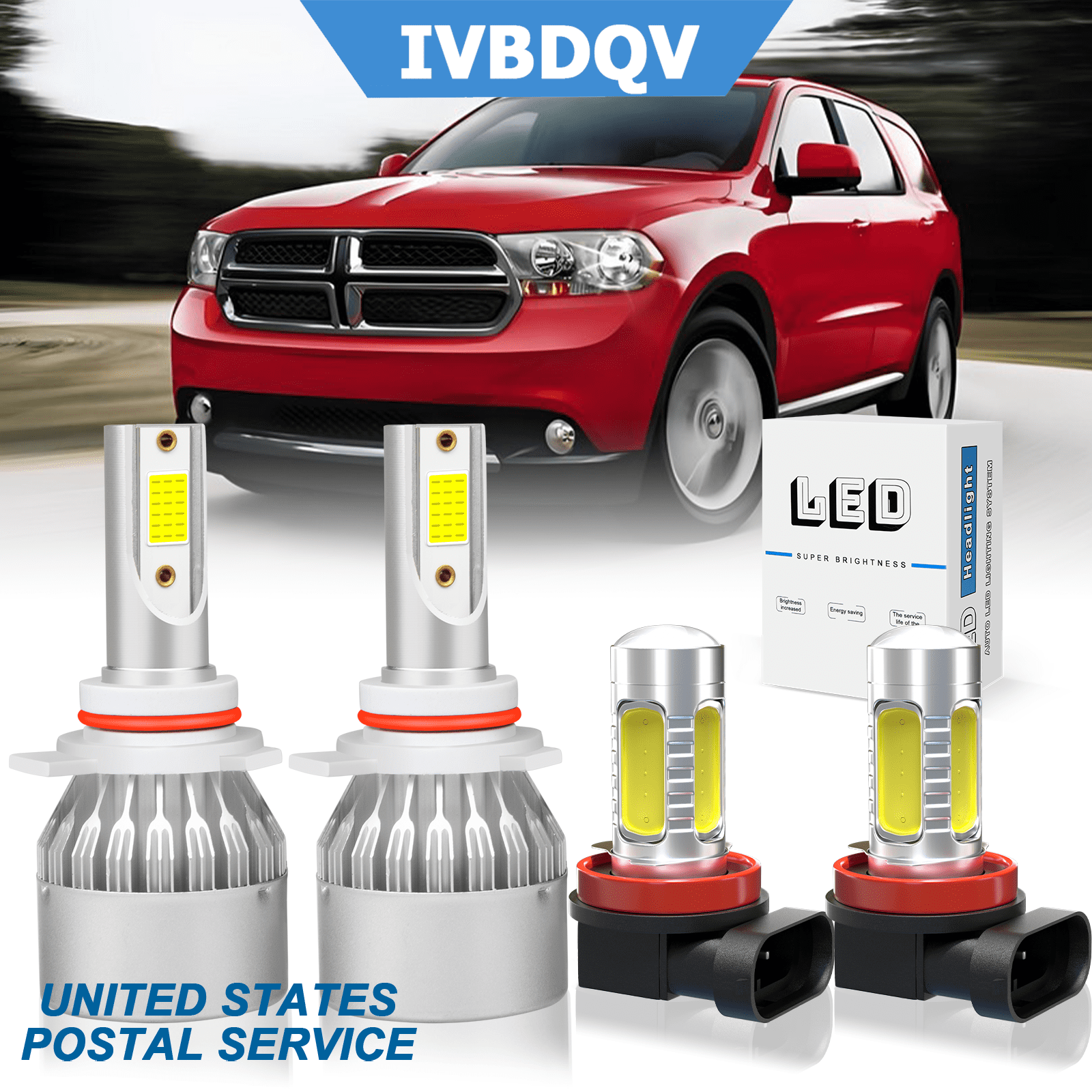 For Dodge Durango 2014-2015 LED Headlight Bulbs 9012 Hi/Lo Beam H11 Fog ...