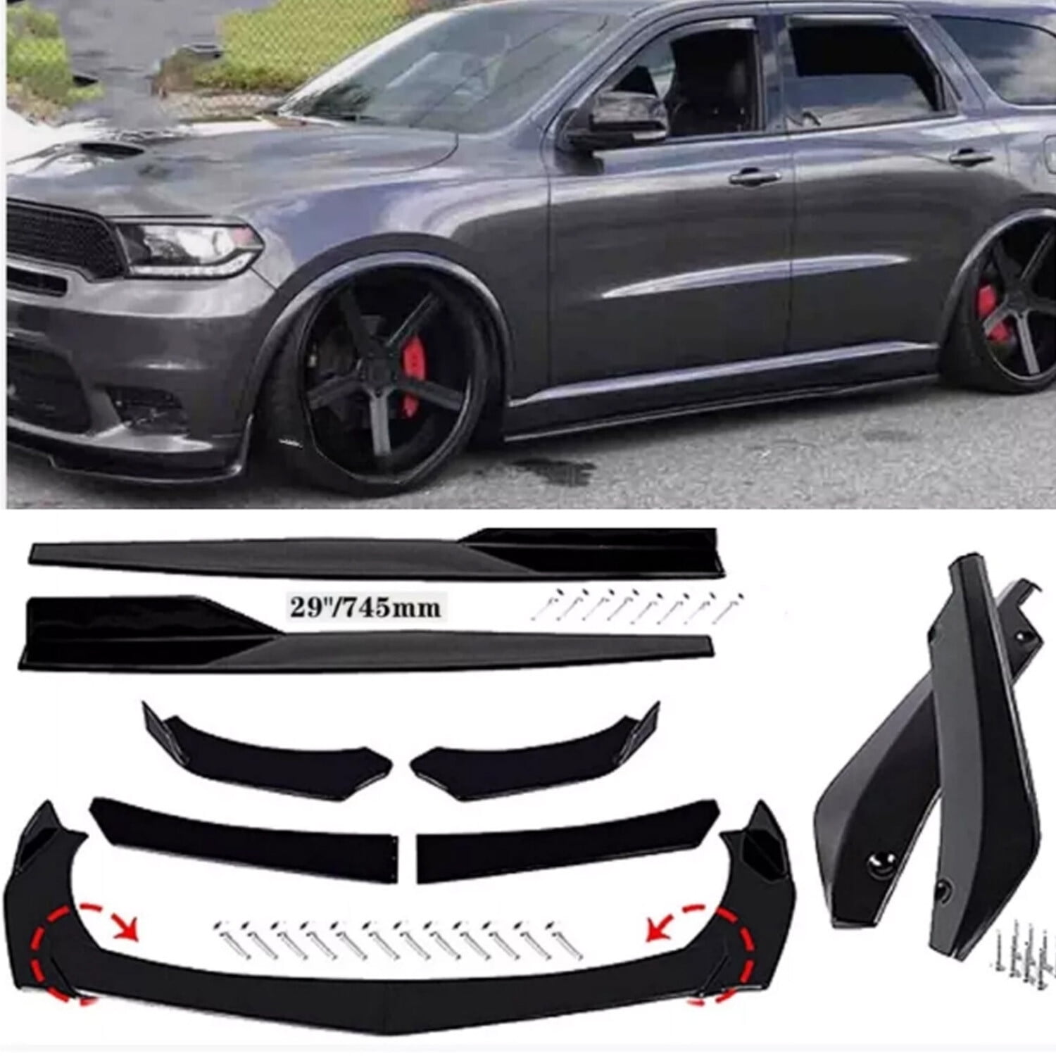 For Dodge Durango Front Bumper Lip Spoiler Splitter Side Skirt Rear Lip ...