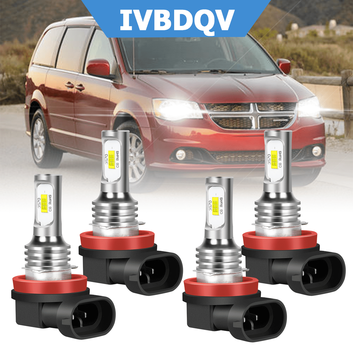 For Dodge Grand Caravan 2011-2020 H11+H11 LED Headlight High Low Beam ...