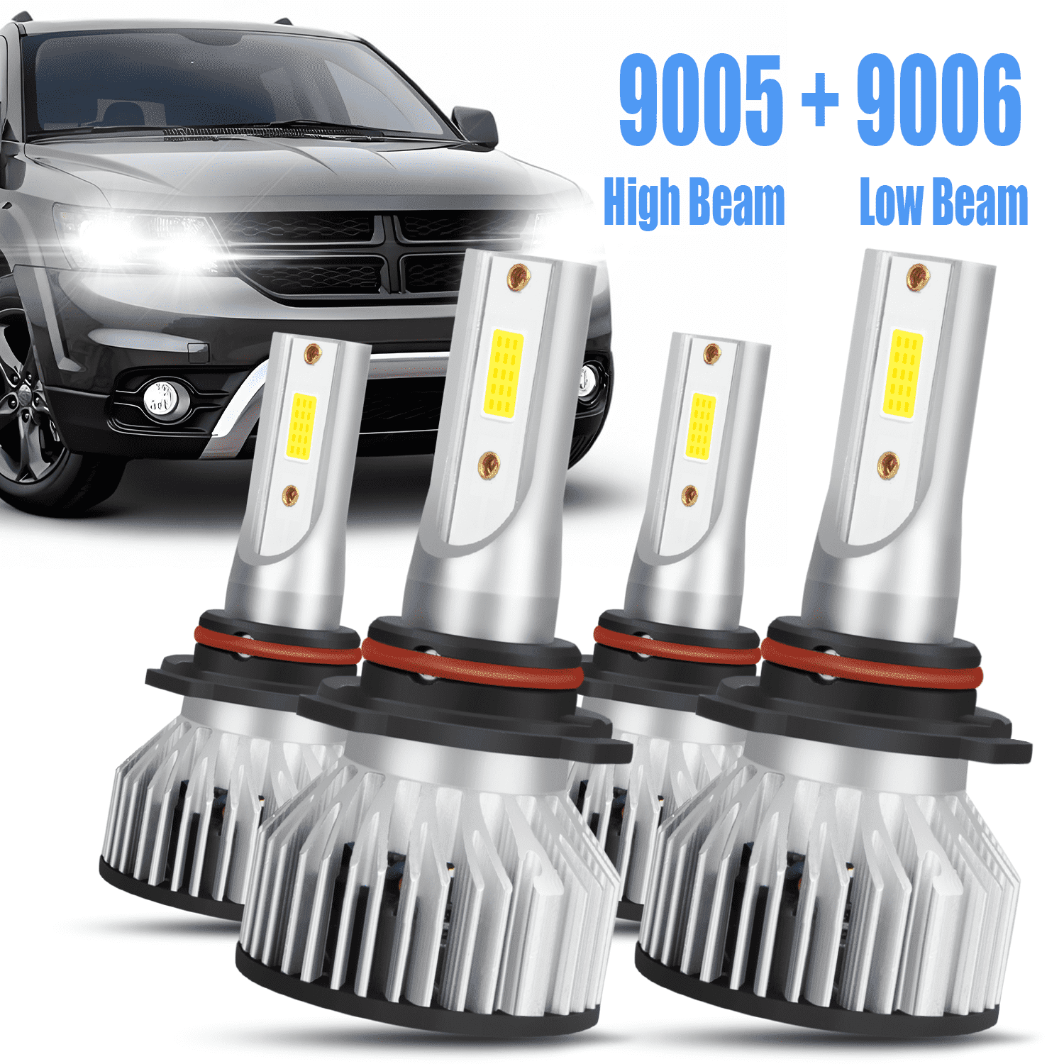 For Dodge Journey 2010-2018 LED Headlight 4 Bulbs White High/Low Beam ...