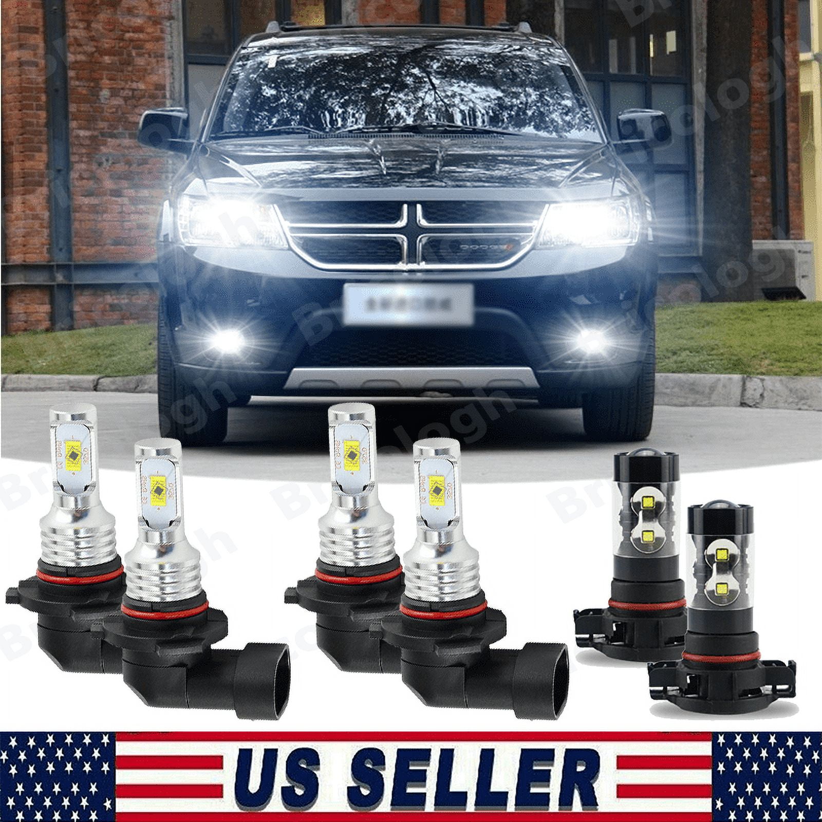 Dodge Journey 2010-2019 LED Headlights 6X: High Low Beam + Fog Light ...