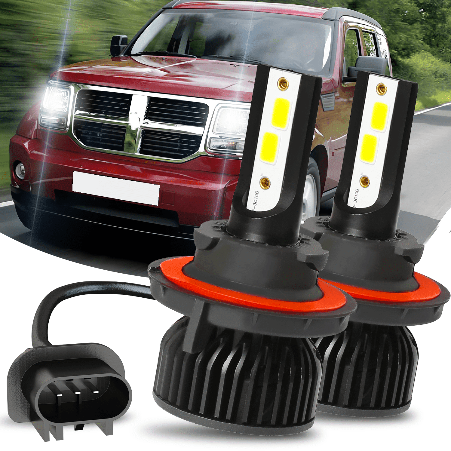 For Dodge Nitro 2007 2008 2009 2010 2011 LED Headlight Bulbs H13 9008 ...