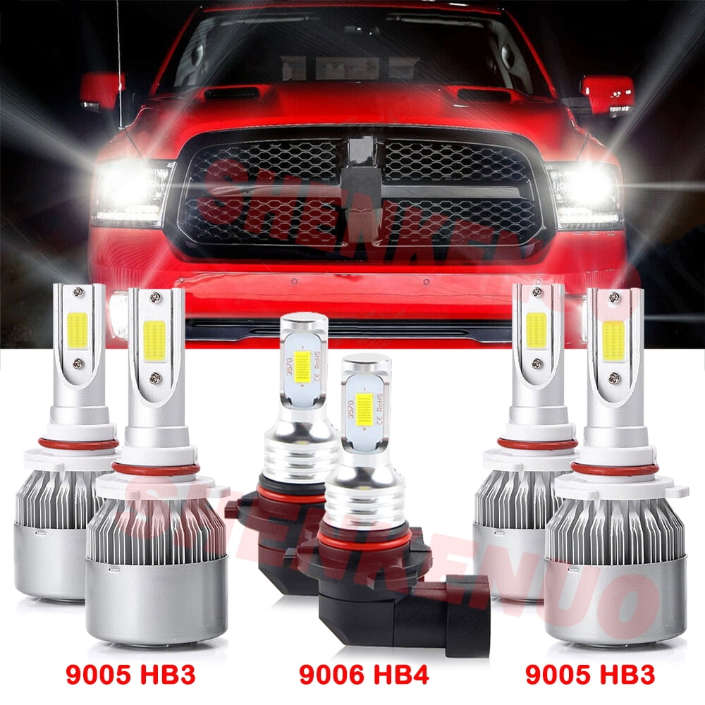 For Dodge Ram 1500 2500 2013 2015 w Projector Led Headlights 12000LM 9005 9012 High Beam Low Beam 9145 Fog Light Led Bulbs 6pc Walmart