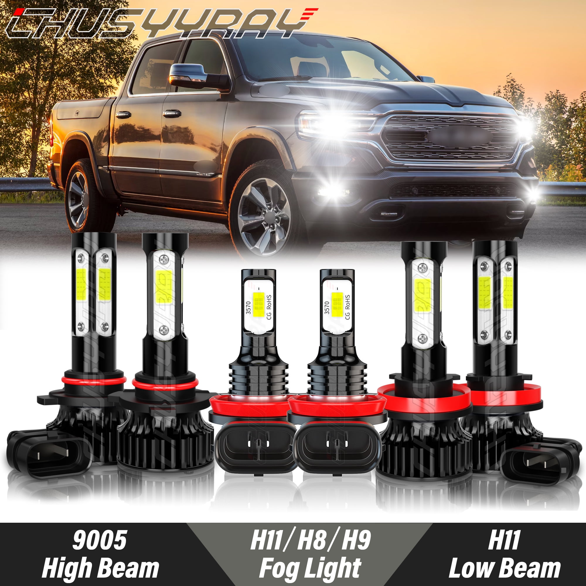 For Dodge Ram 1500 2500 3500 2019 2020 2021 2022 - LED Headlight Fog ...