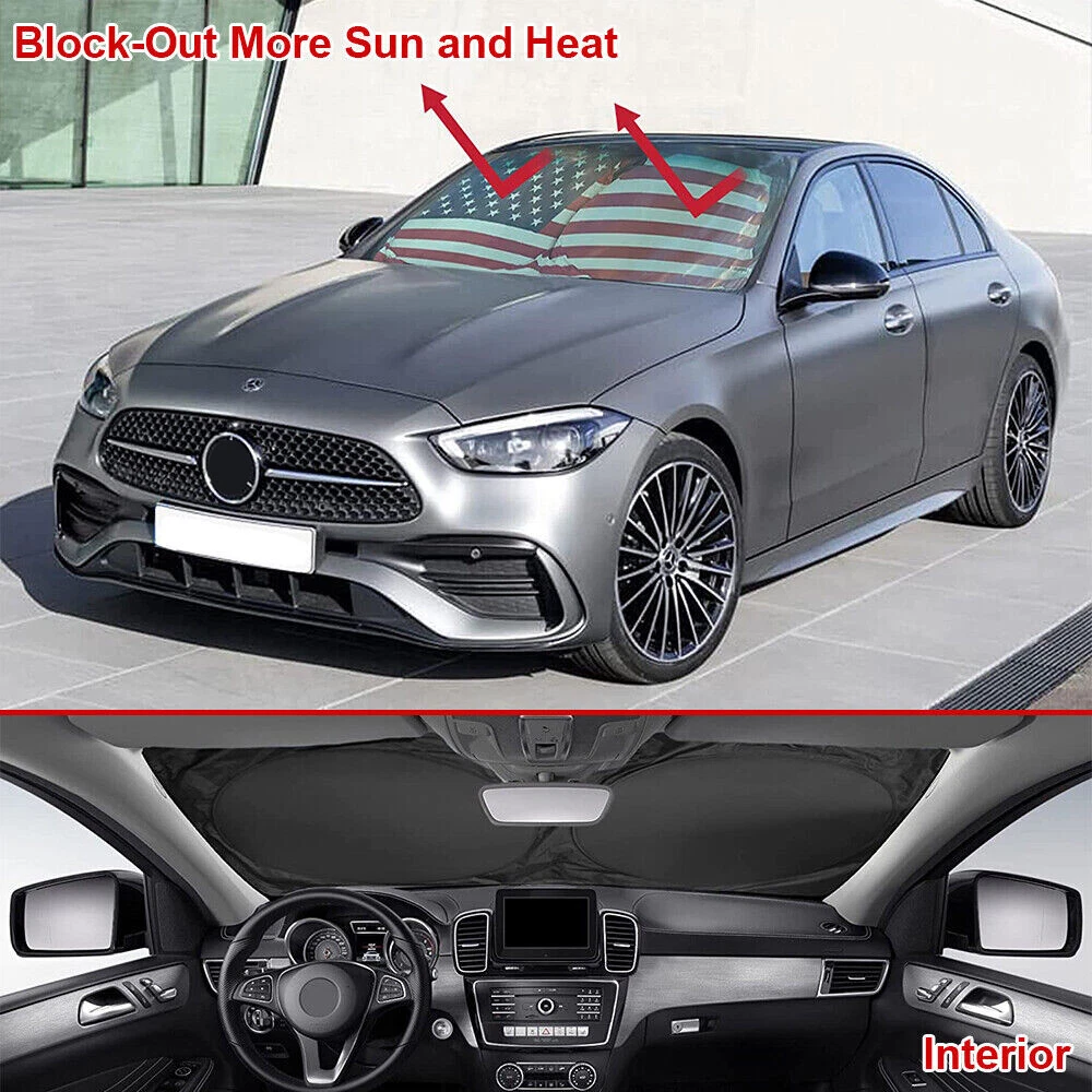 For Dodge Ram 1500 2500 Car Windshield Sun Shade Us Flag Uv Block ...