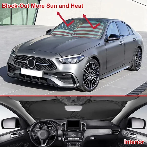 For Dodge Ram 1500 2500 Car Windshield Sun Shade Us Flag Uv Block ...