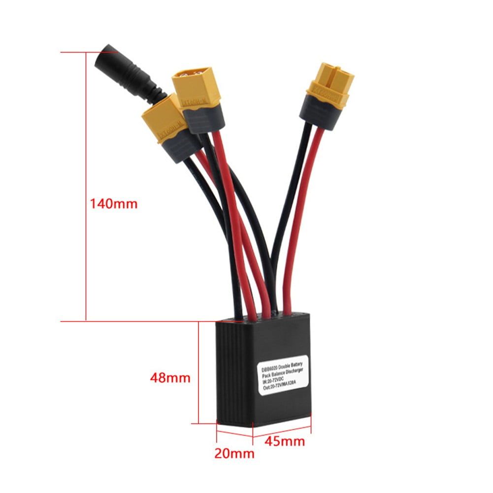 For E-bike Dual Battery Connection Adapter 12V- 72V 20A with charging ...