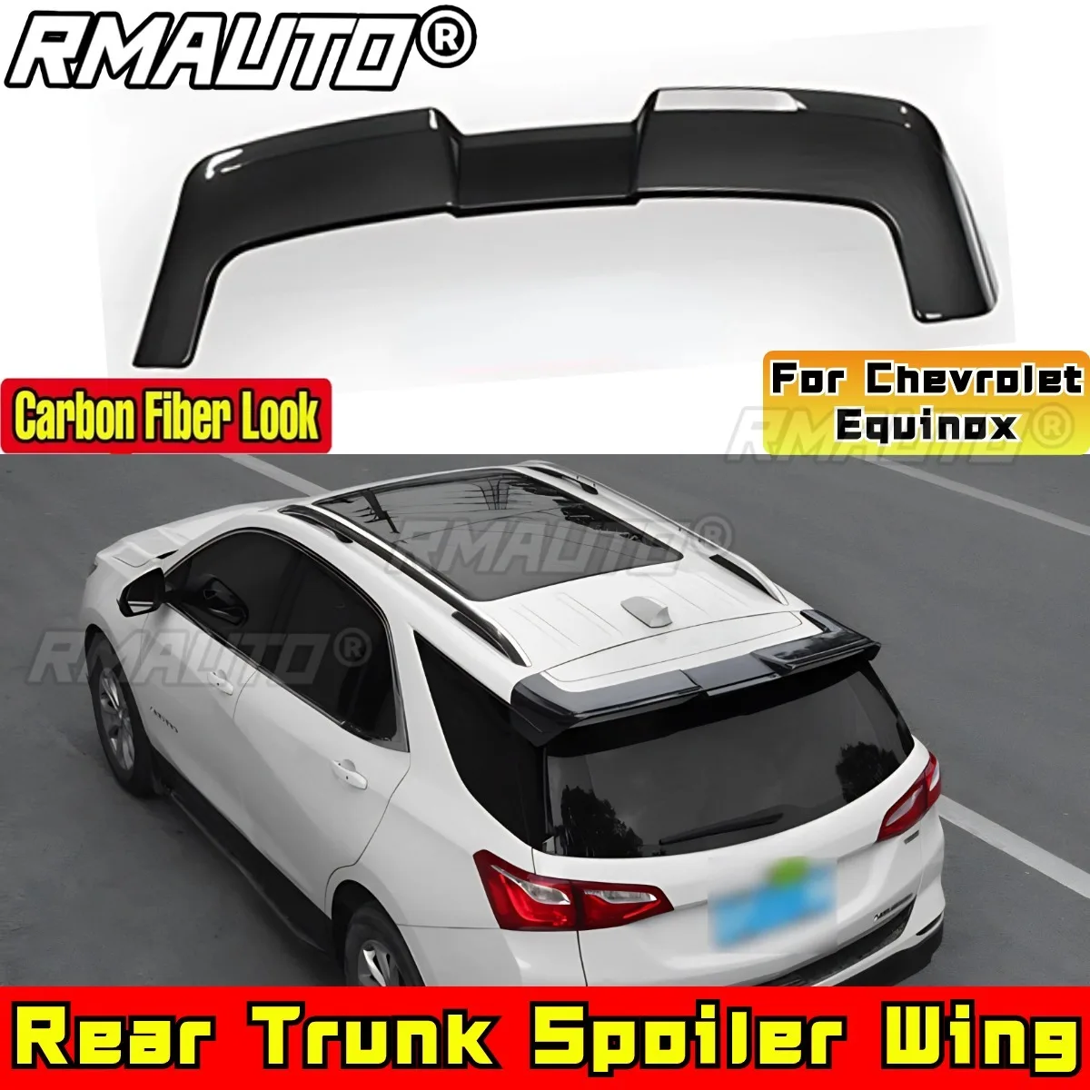 For Equinox Body Kit Rear Trunk Wing Glossy Black Sport Style Rear ...