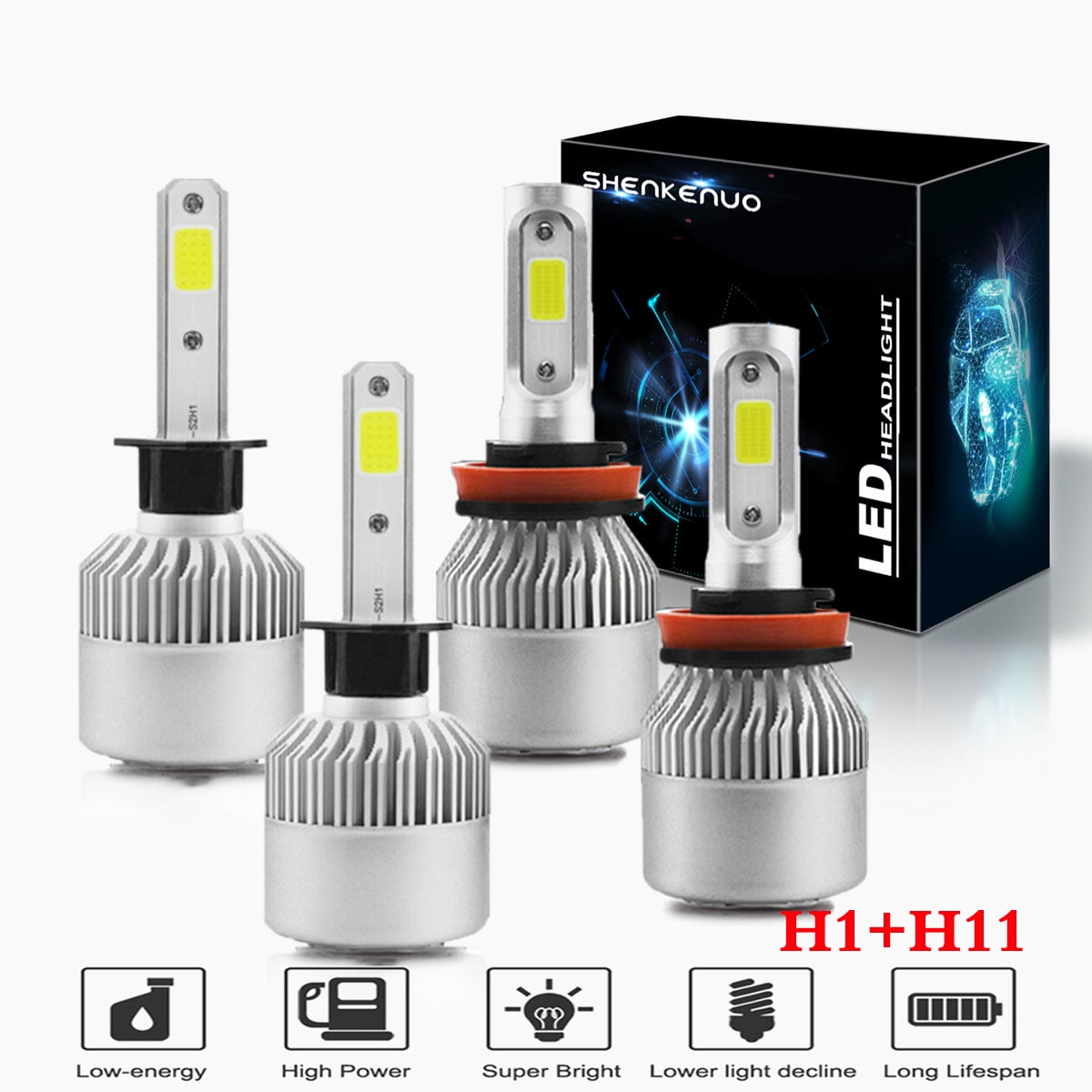 For FORD FOCUS 2012-2018 LED Headlight Bulbs,H1 High Beam and H11Low ...