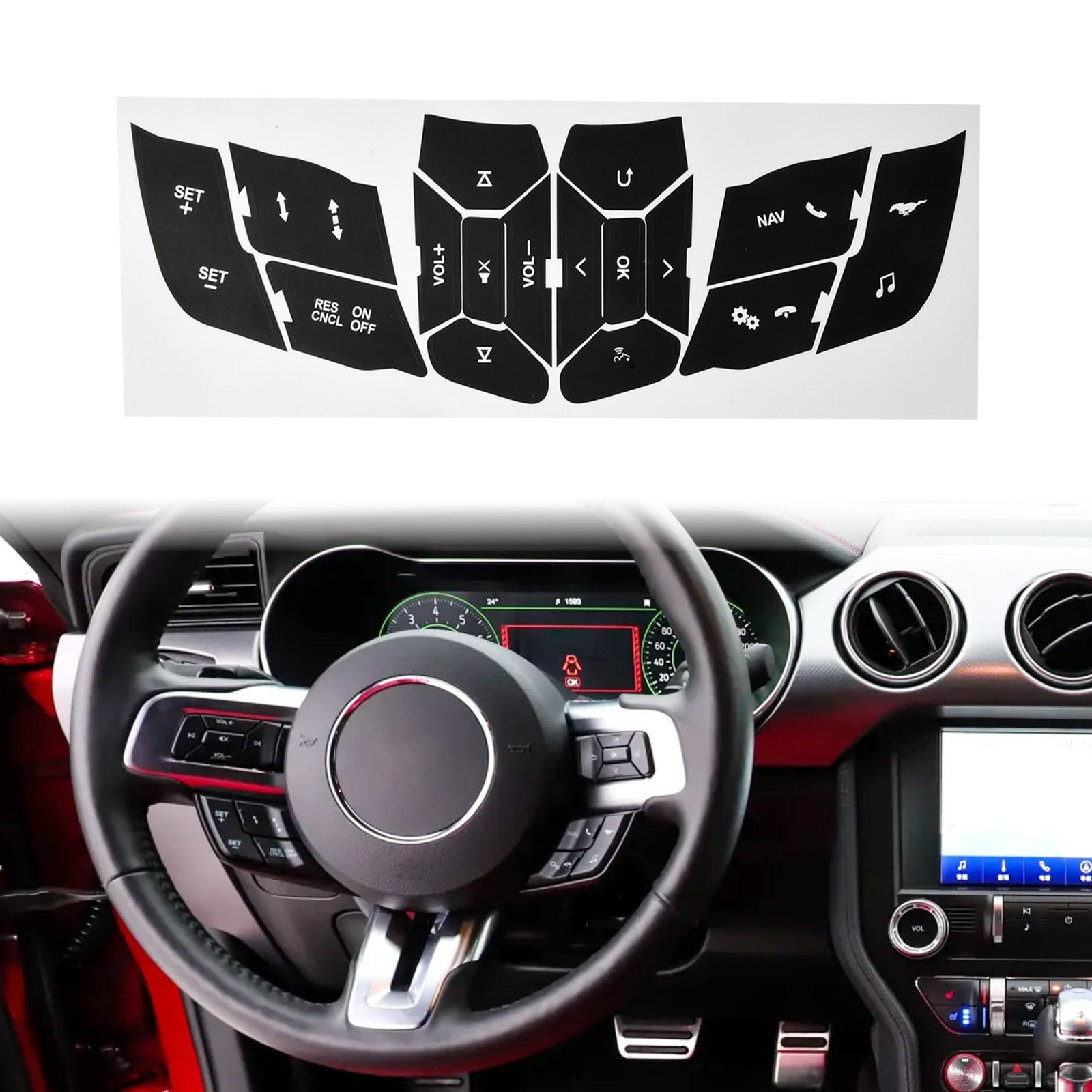 For ford for Mustang 2019-2022 Gen Steering Wheel Button Repair Decals ...