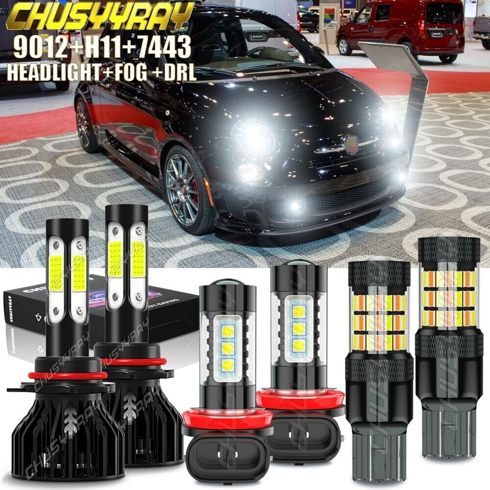 For Fiat 500 2012-2018 2019 Combo 6X LED Headlights + Fog + DRL Light ...