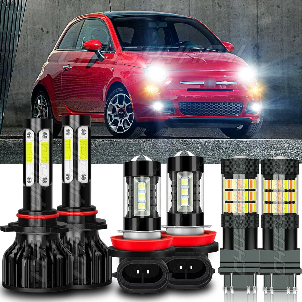 For Fiat 500 2012-2019 Combo 6X LED Headlight + Fog + DRL Light Bulbs ...