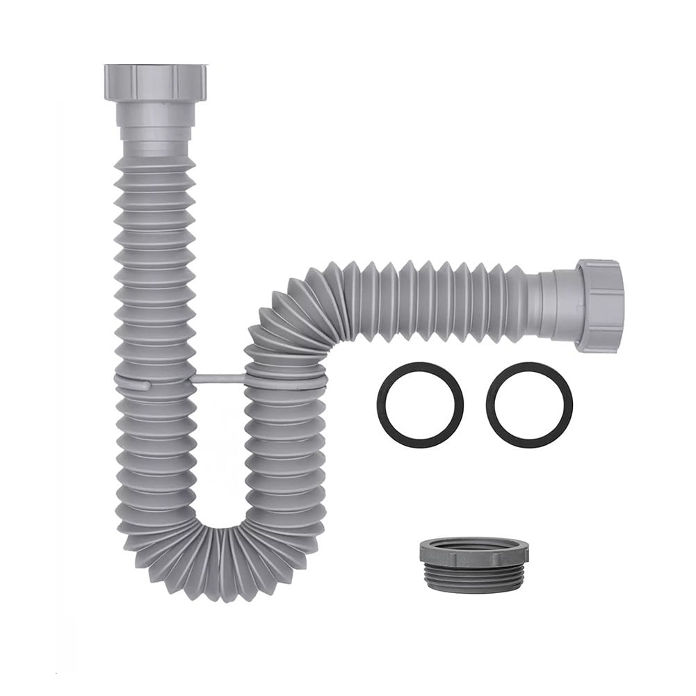 For Flexible Sink Drain Pipe Kit 1-1/2" & 1-1/4" P-Trap with Adapter ...