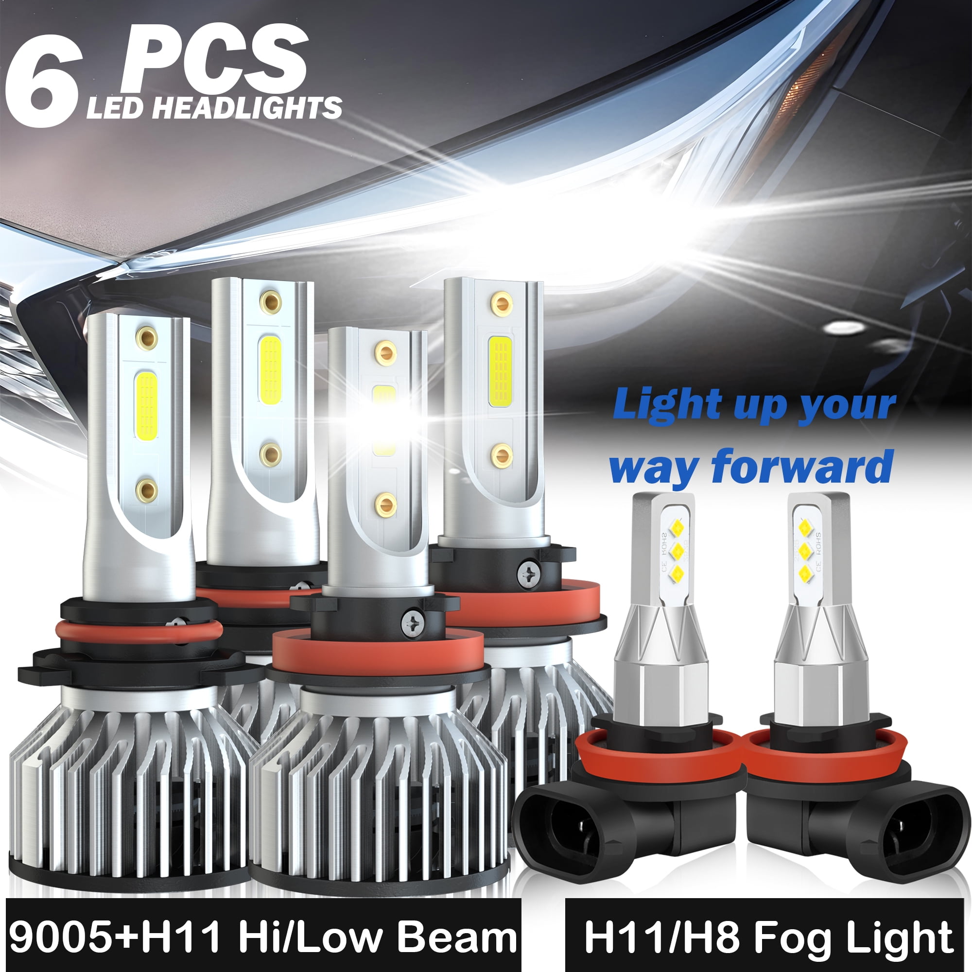 For Ford Ecosport 2018-2020 LED Headlights 12000LM 9005 High Beam H11 Low Beam H11 Fog Light Led ...