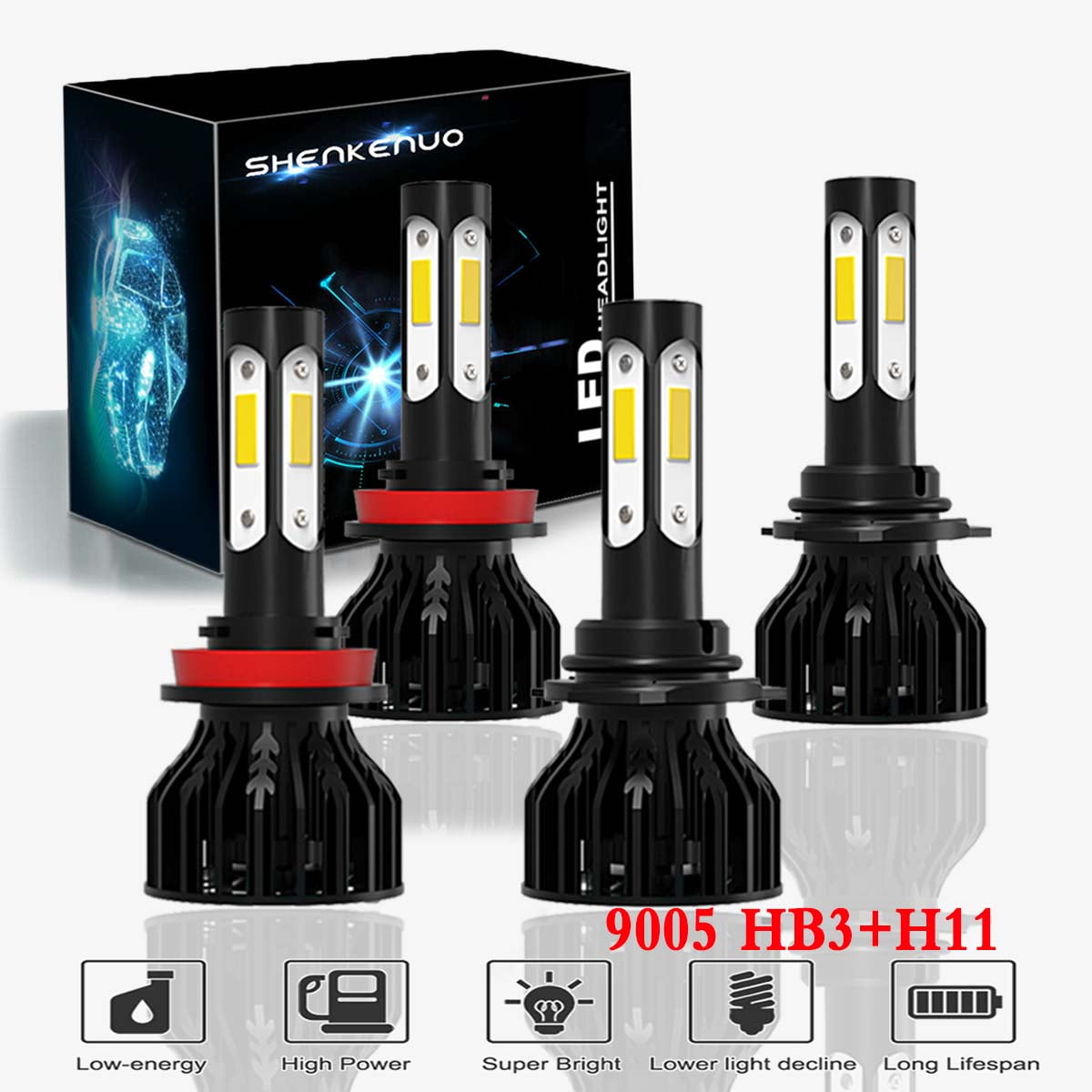 For Ford Edge 2015-2020 Headlights 9005 LED High Beam H11 Low Beam ...