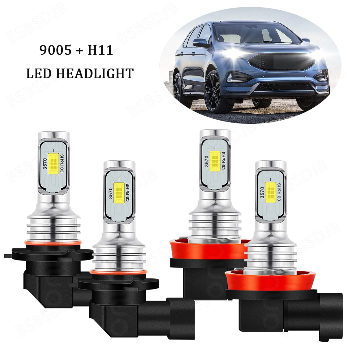 For Ford Escape 2013-2016 LED Headlight Bulbs Kit High-Low Beam 6000K ...