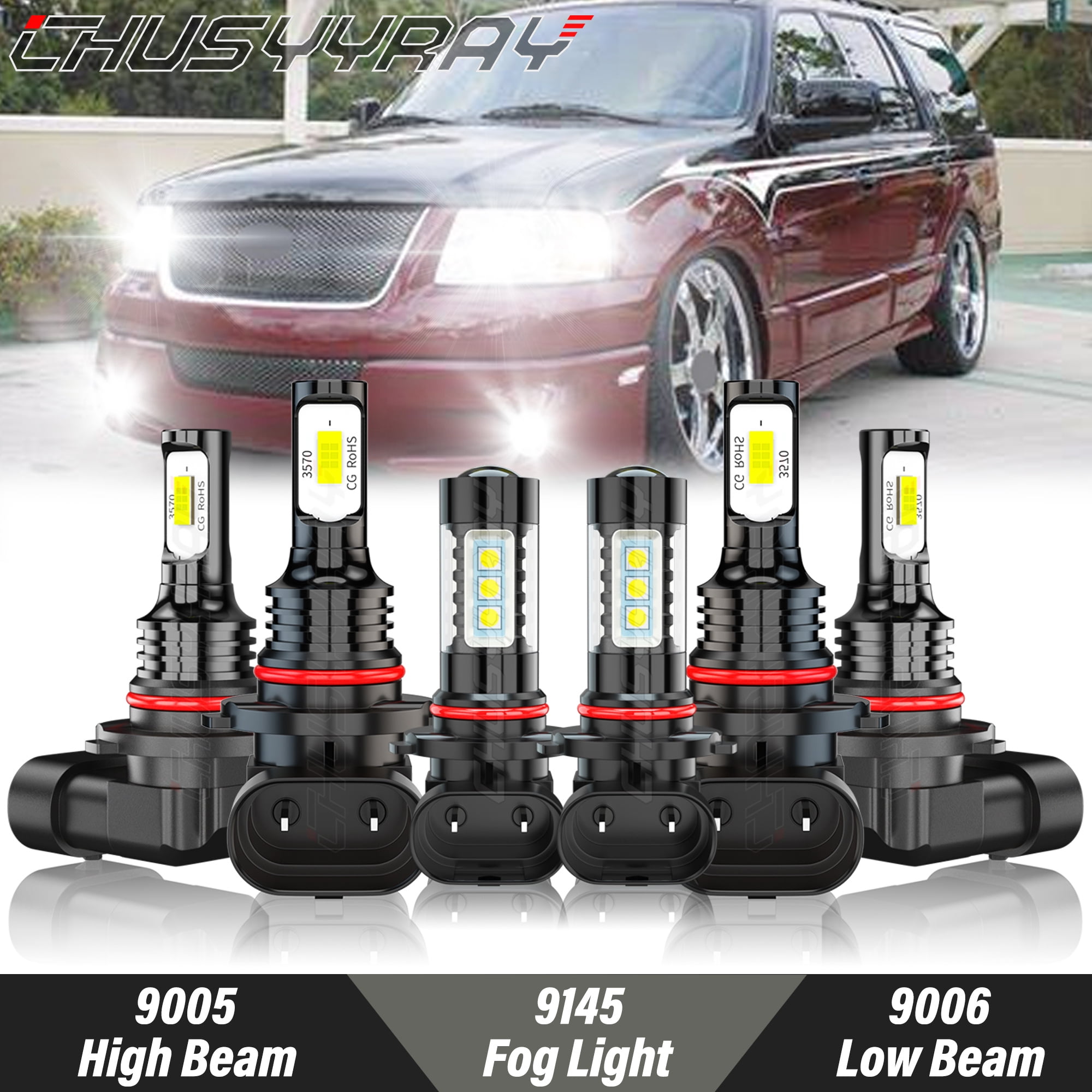 For Ford Expedition 2003-2006 6000K White 6X LED Headlight High Low ...