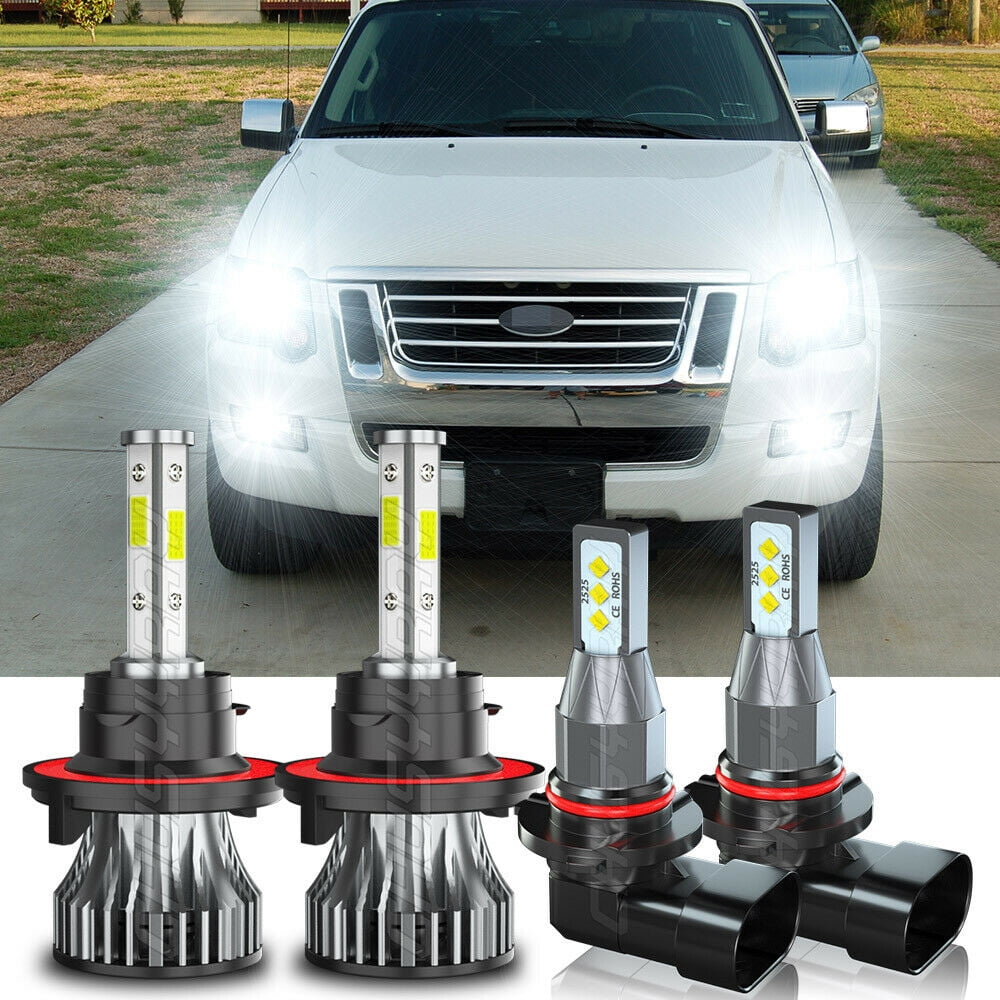 2006-2010 Ford Explorer LED Headlights + Fog Light Bulbs 6000K, High ...