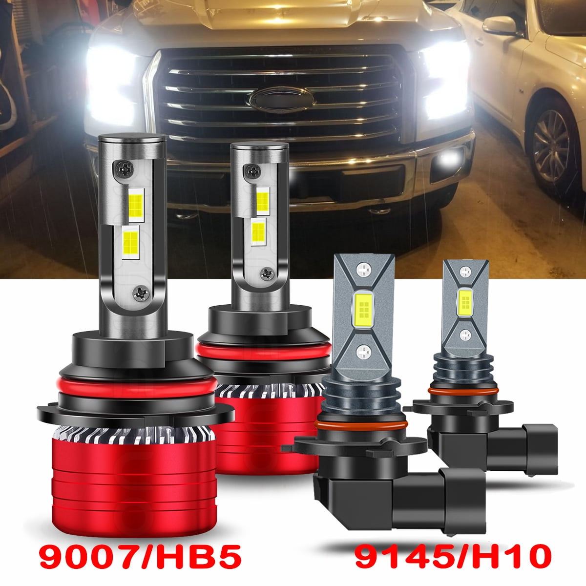 For Ford F-150 1999-2003 Headlights 30000LM 9007 HB5 High and Low Beam ...