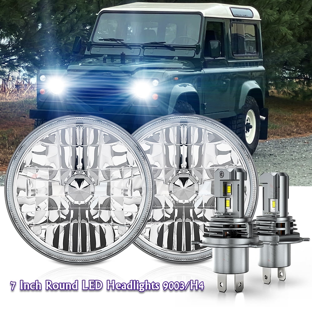 For Ford F150 1975-1979 7" Round LED Headlights Conversion Kit H4 High ...