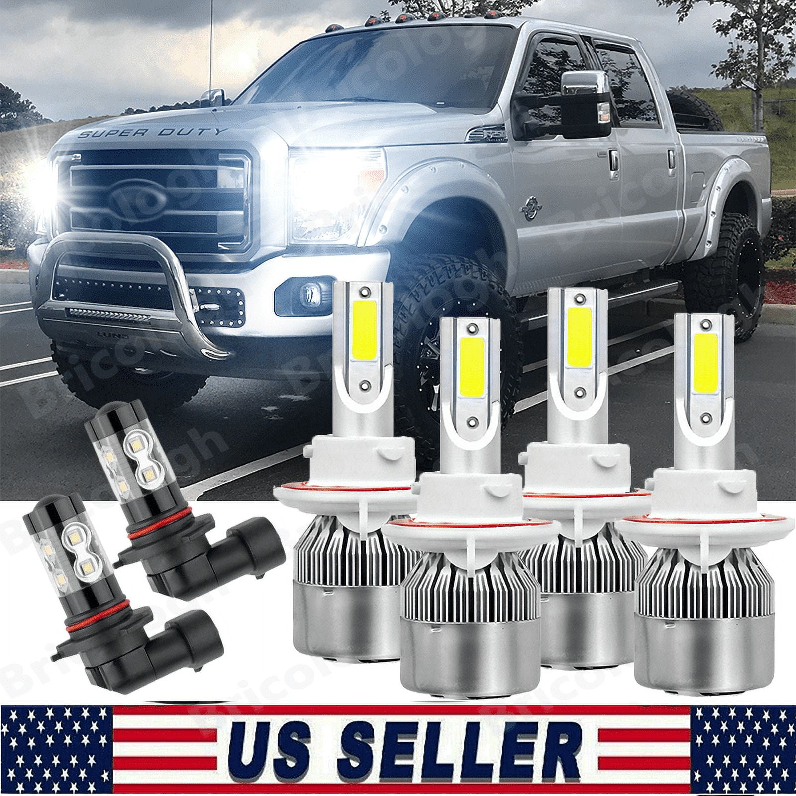 For Ford F250 F350 2017 2018 Combo LED Headlight + Foglight Bulbs White ...
