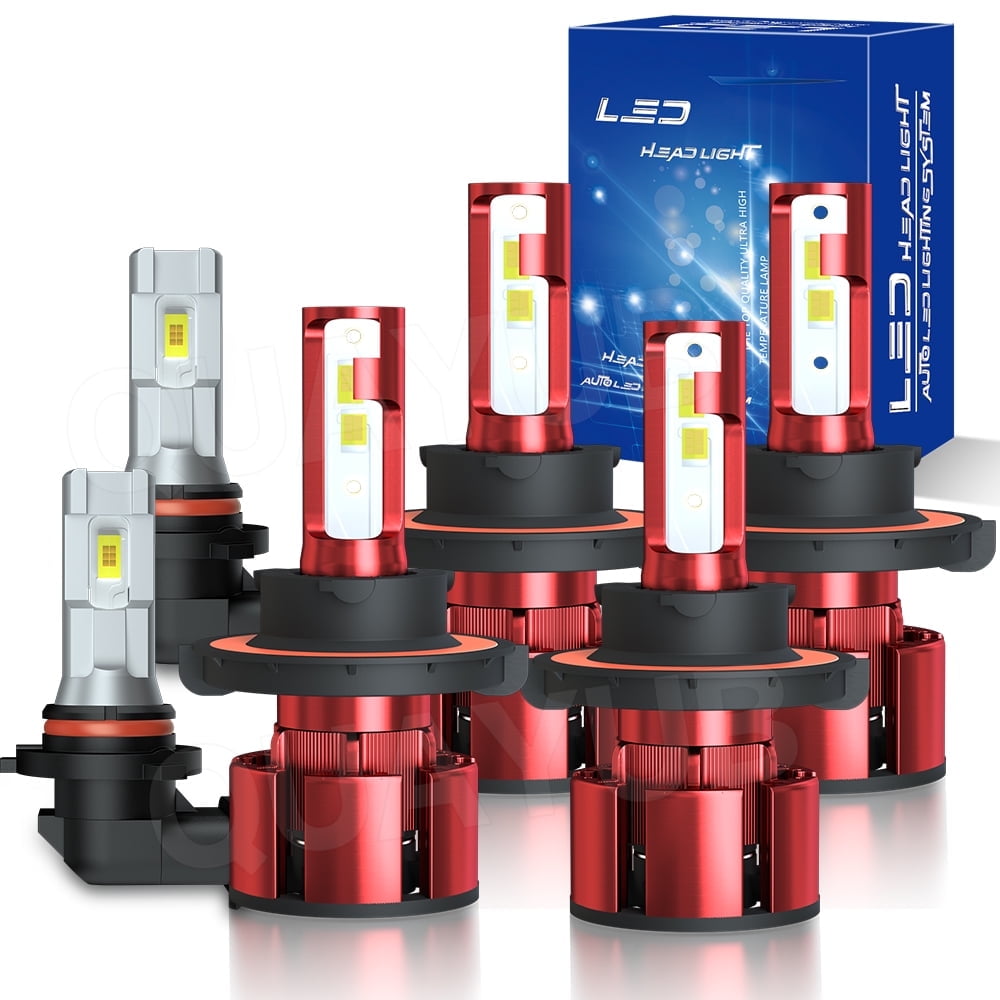 For Ford F250 F350 F450 2005-2019 - Quayub 6x White LED Headlight Hi/Lo+Fog Light Bulbs 100W ...