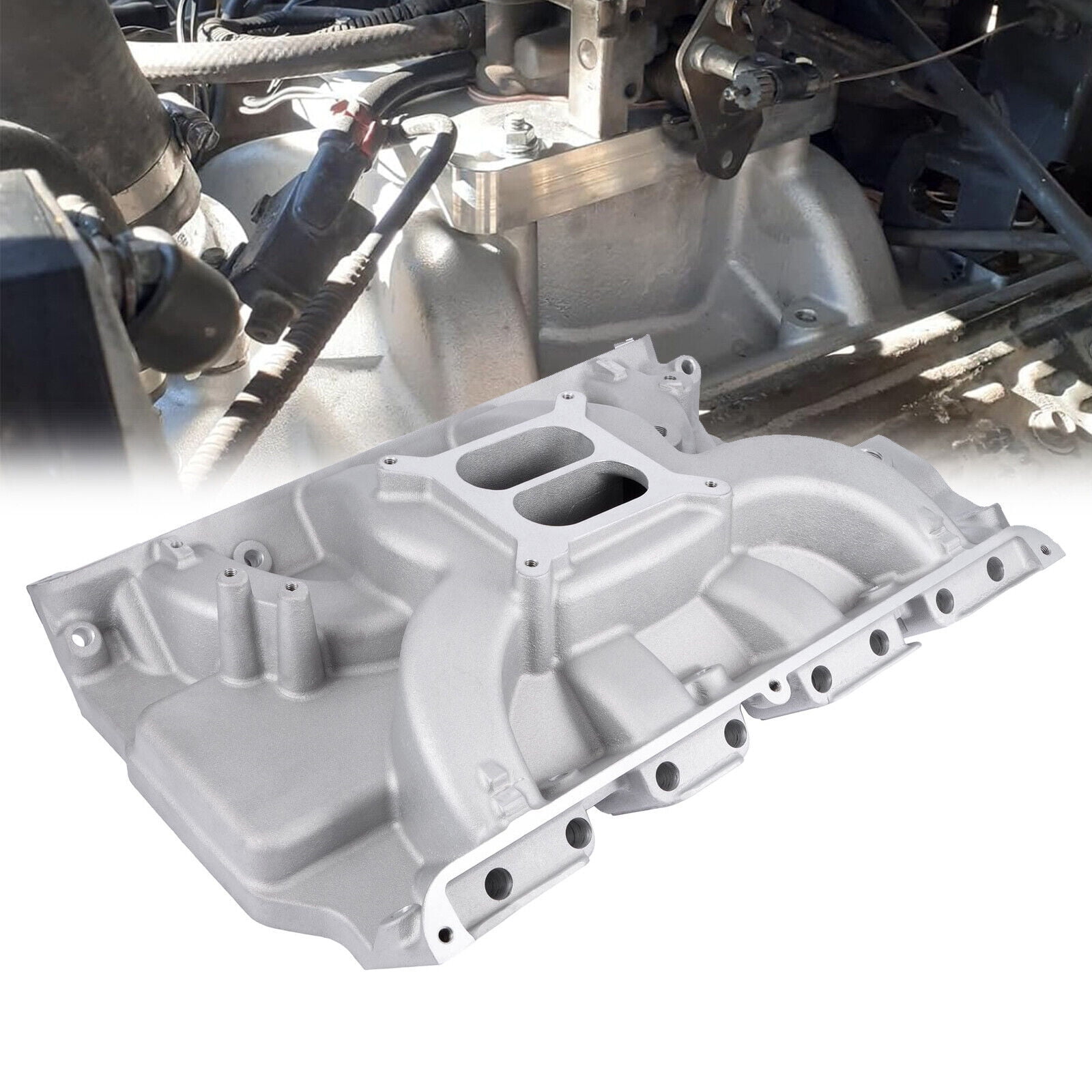 For Ford FE 390 406 410 427 428 R1148 Satin Aluminum Dual Plane Intake ...