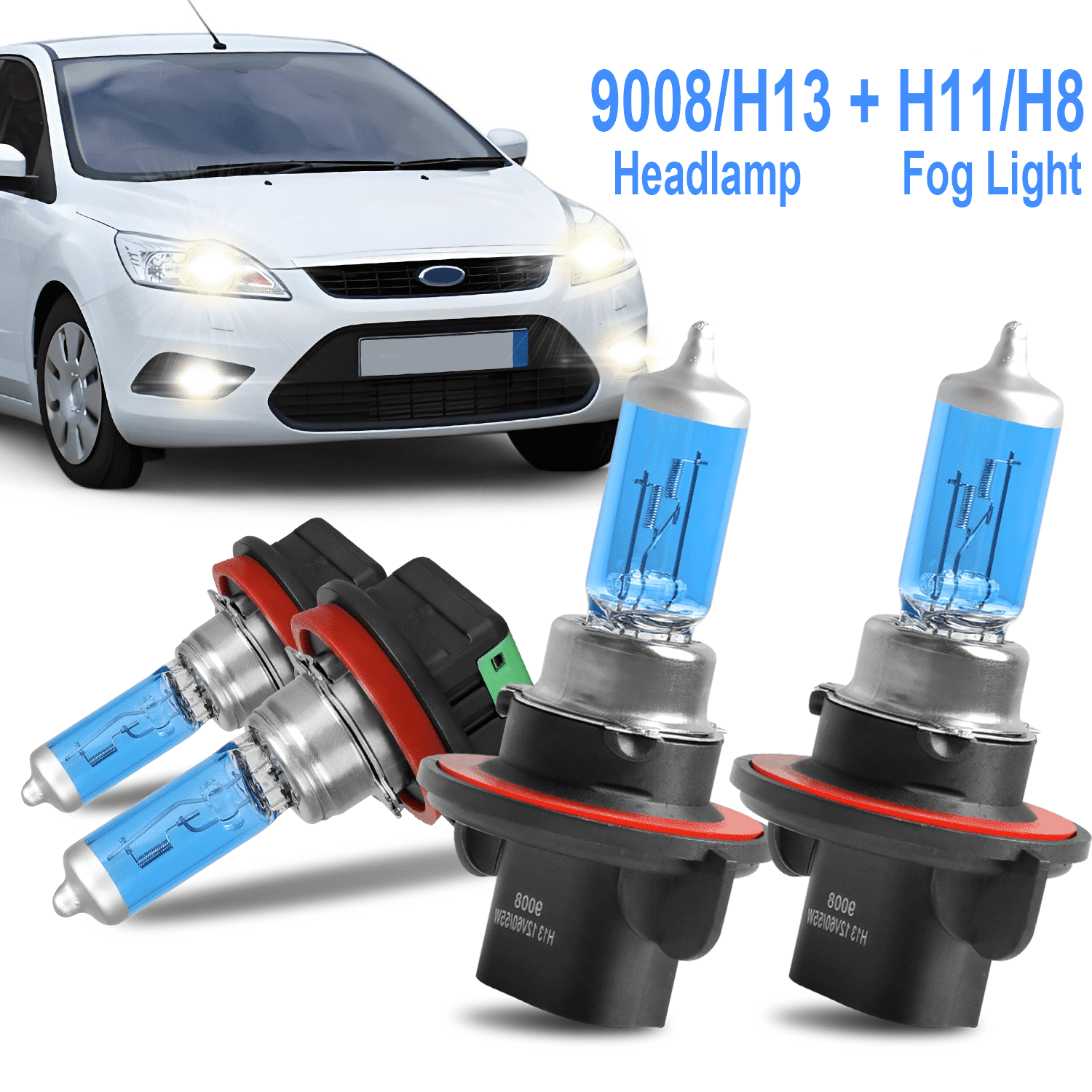 For Ford Focus 2008-2011 Halogen Headlights High Low Beam Fog Light ...