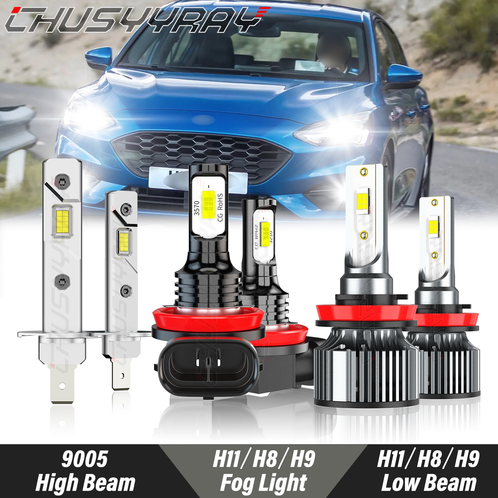 For Ford Focus 2012-2017 2018 6X 6000K White LED Headlight High Low ...