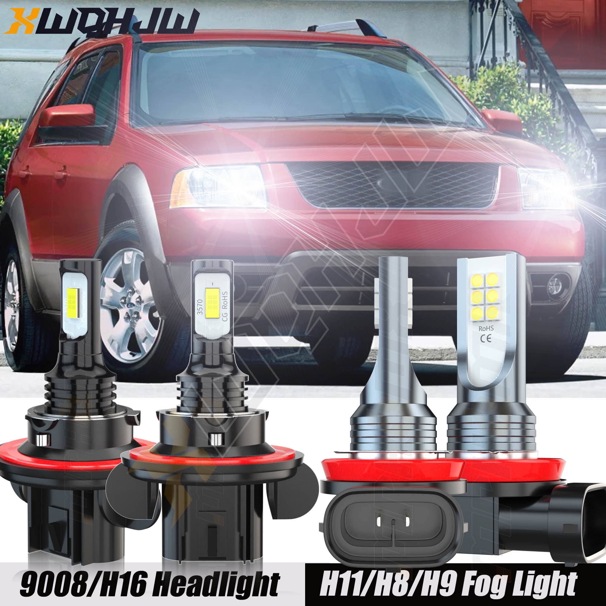 For Ford Freestyle 2005 2006 2007 9008/H13 LED Headlight Hi/Lo+H11/H8 ...