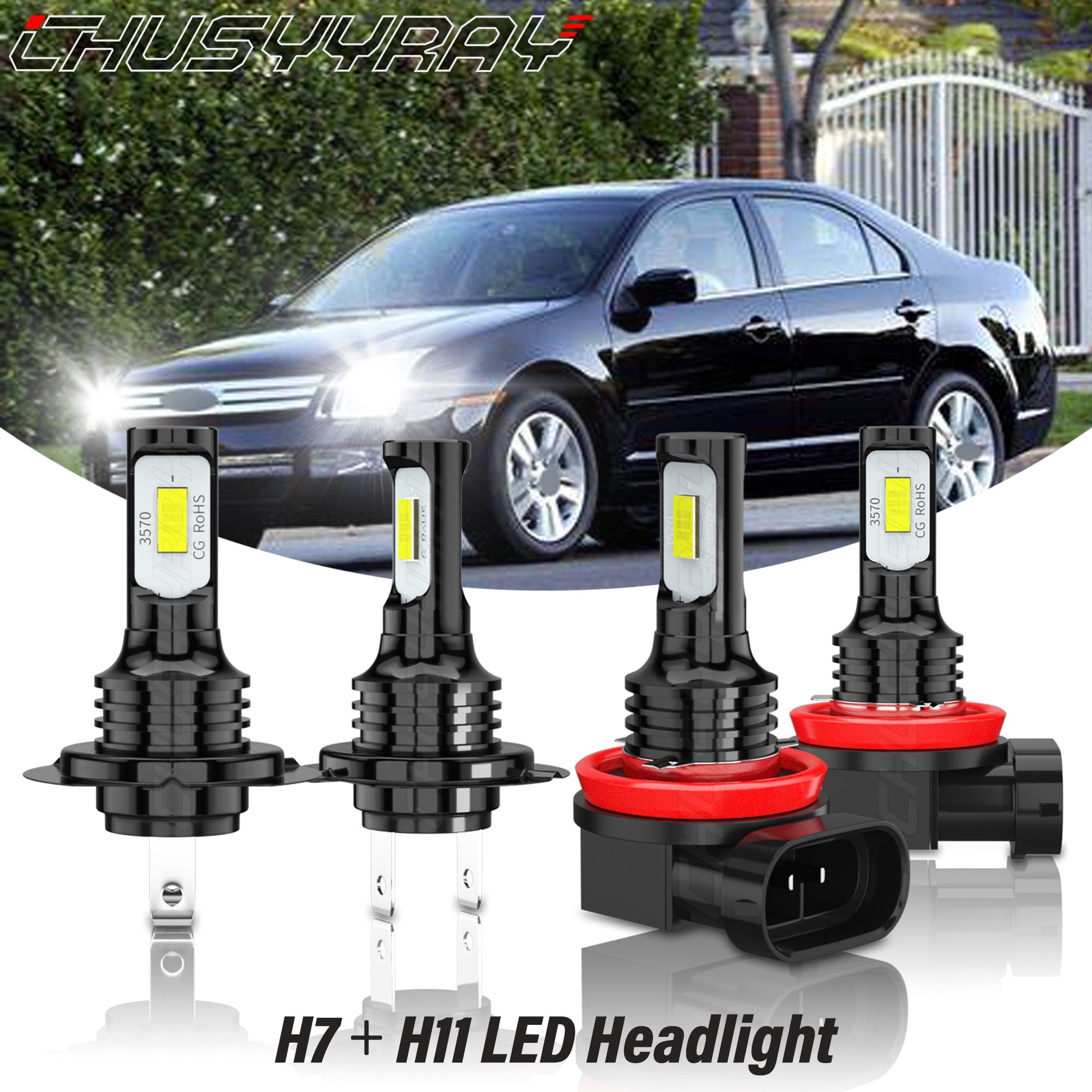 For Ford Fusion 2006-2014 2015 2016 2017 LED Headlight High Low Beam ...
