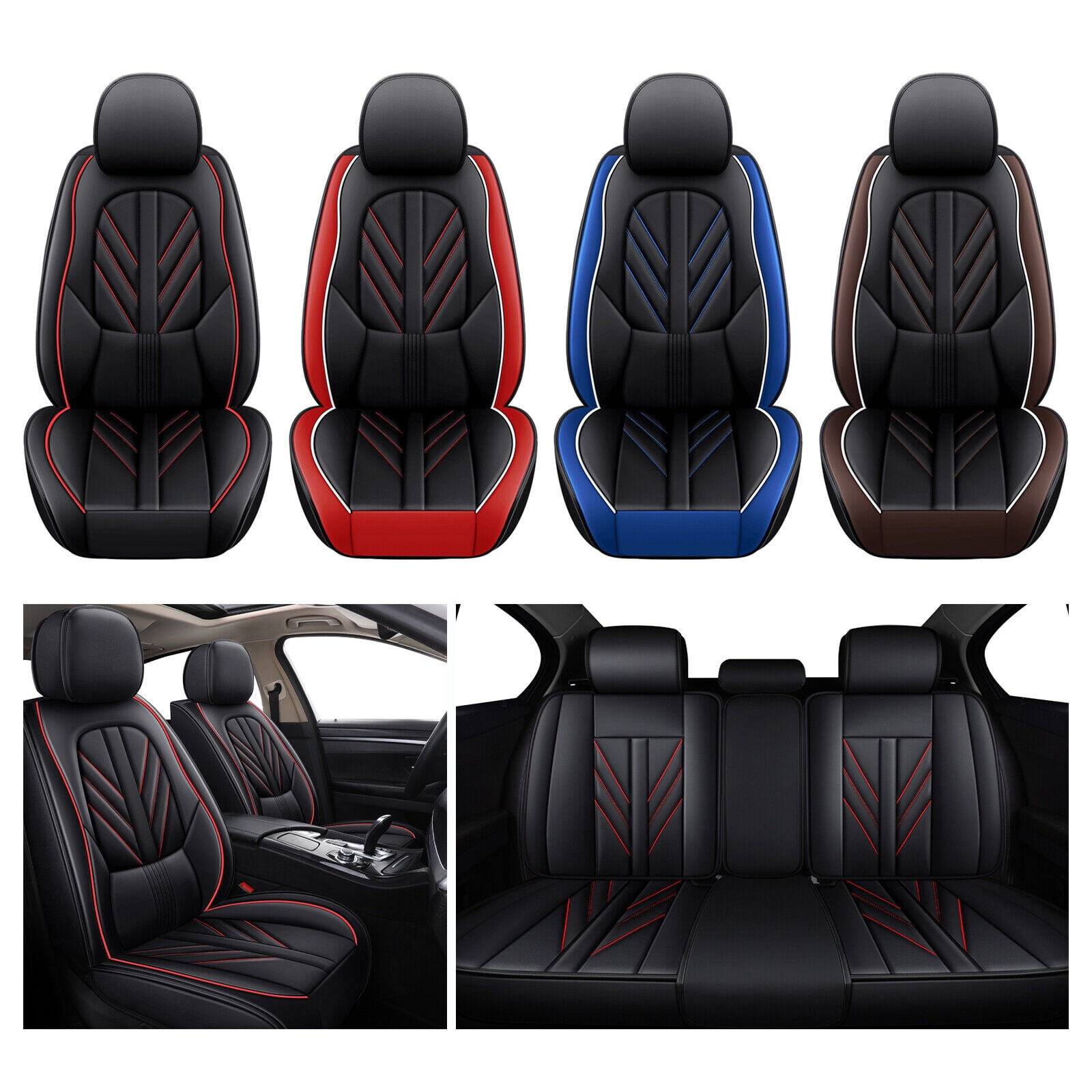 For Ford Fusion Car Seat Covers, 5 Seats Breathable Pu Leather Auto ...