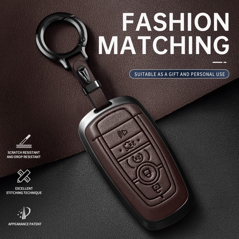 For Ford Leather Key Fob Cover with Keychain Compatible with Ford ...
