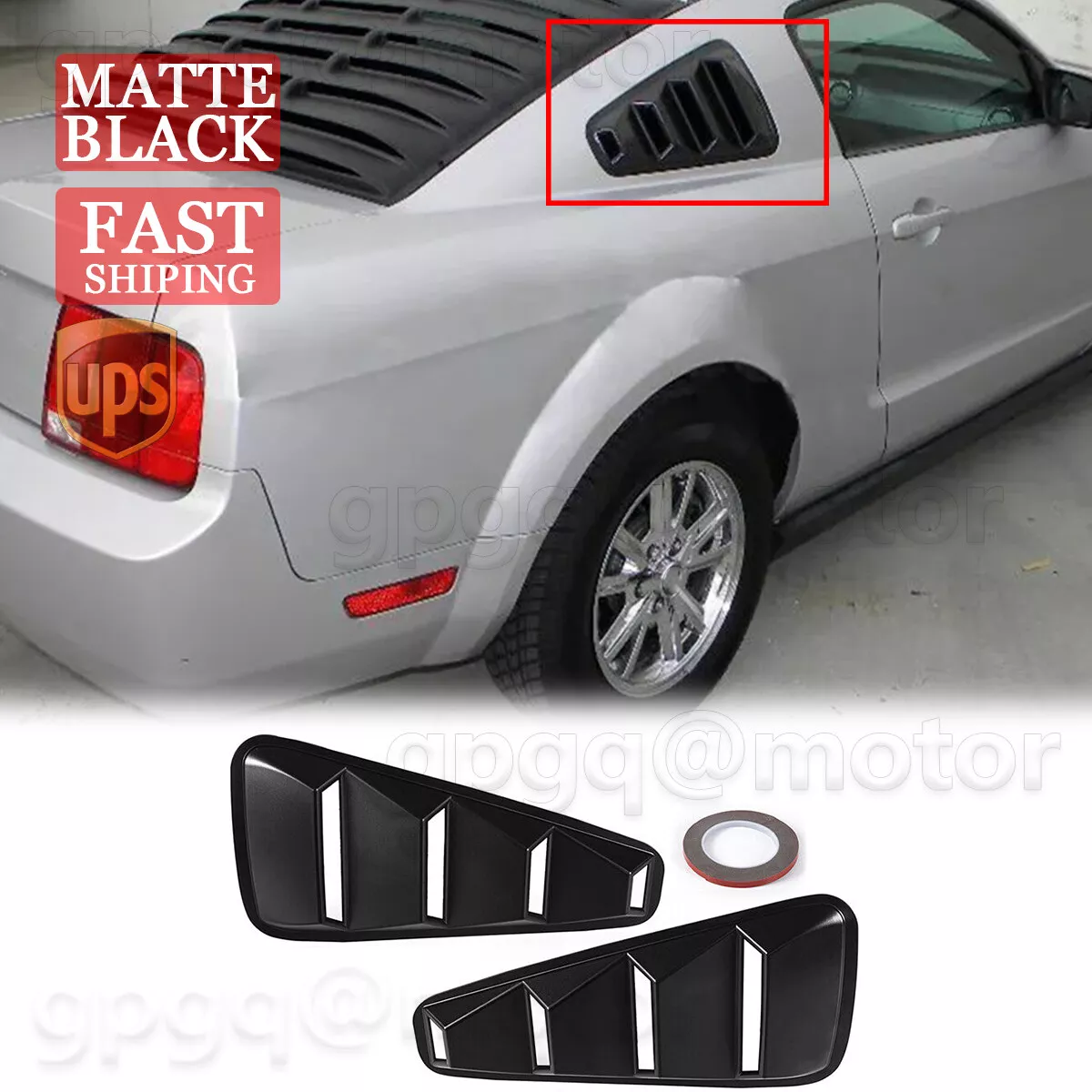 For Ford Mustang 2005-2014 2Pcs 1/4 Quarter Side Window Louvers Scoop ...