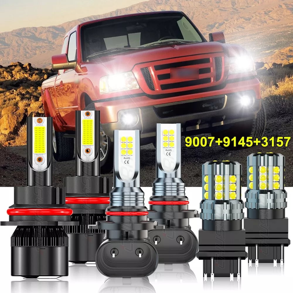 For Ford Ranger 2001-2011 6Pcs LED Headlight + Turn Signal Lamp + Fog ...