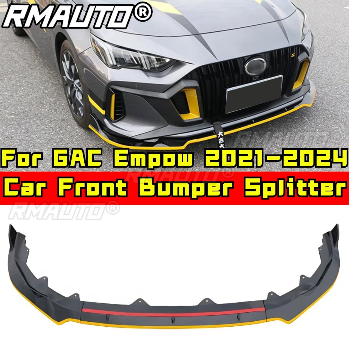 For GAC Empow 2021-2024 Body Kit Front Bumper Spoiler Glossy Black ...