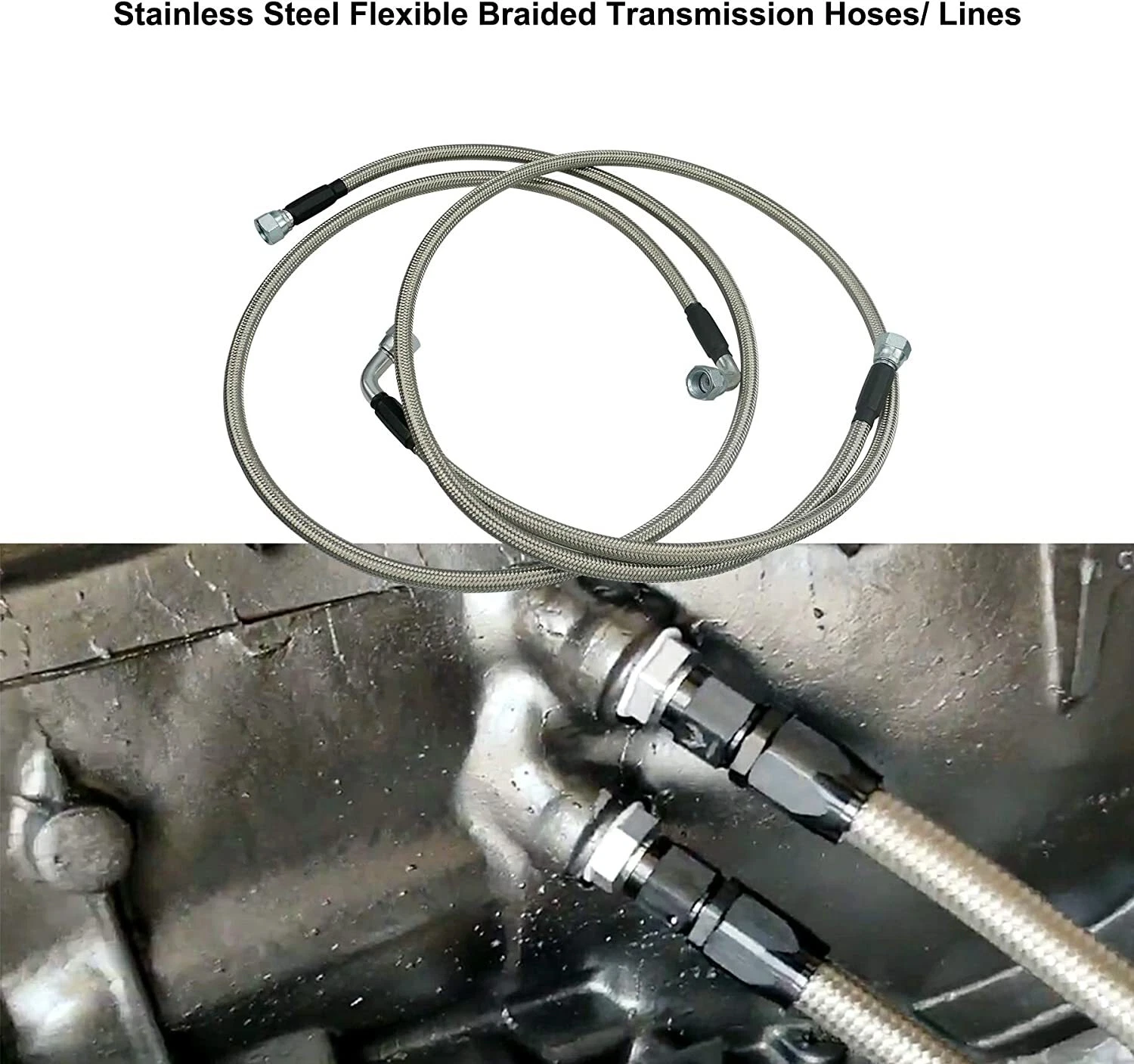 For GM 4L60E 4L80E Flexible SS Braided Transmission Cooler Lines Kit ...