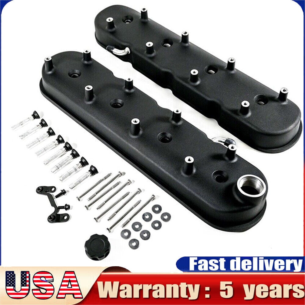 For GM LS Black Cast Aluminum Valve Covers Coil Mounts LS1 LS2 LS3 5.3 ...