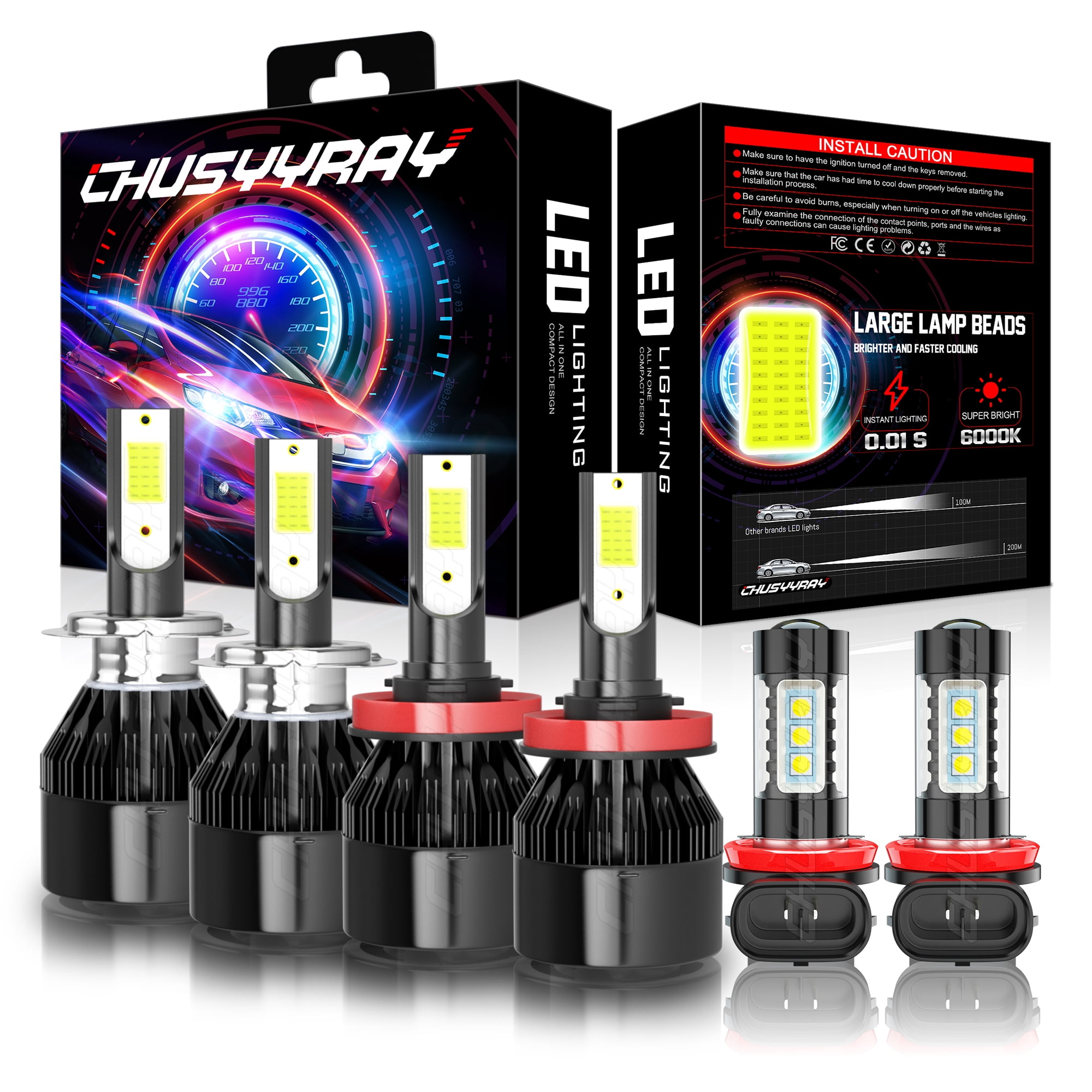 For GMC Acadia 2007-2011 2012 6X LED Headlight Bulbs High/Low Beam+Fog ...