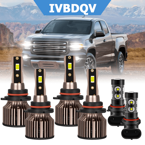 For GMC Canyon 2004-2012 LED Headlight Bulbs 9005+9006 High Low Beam ...