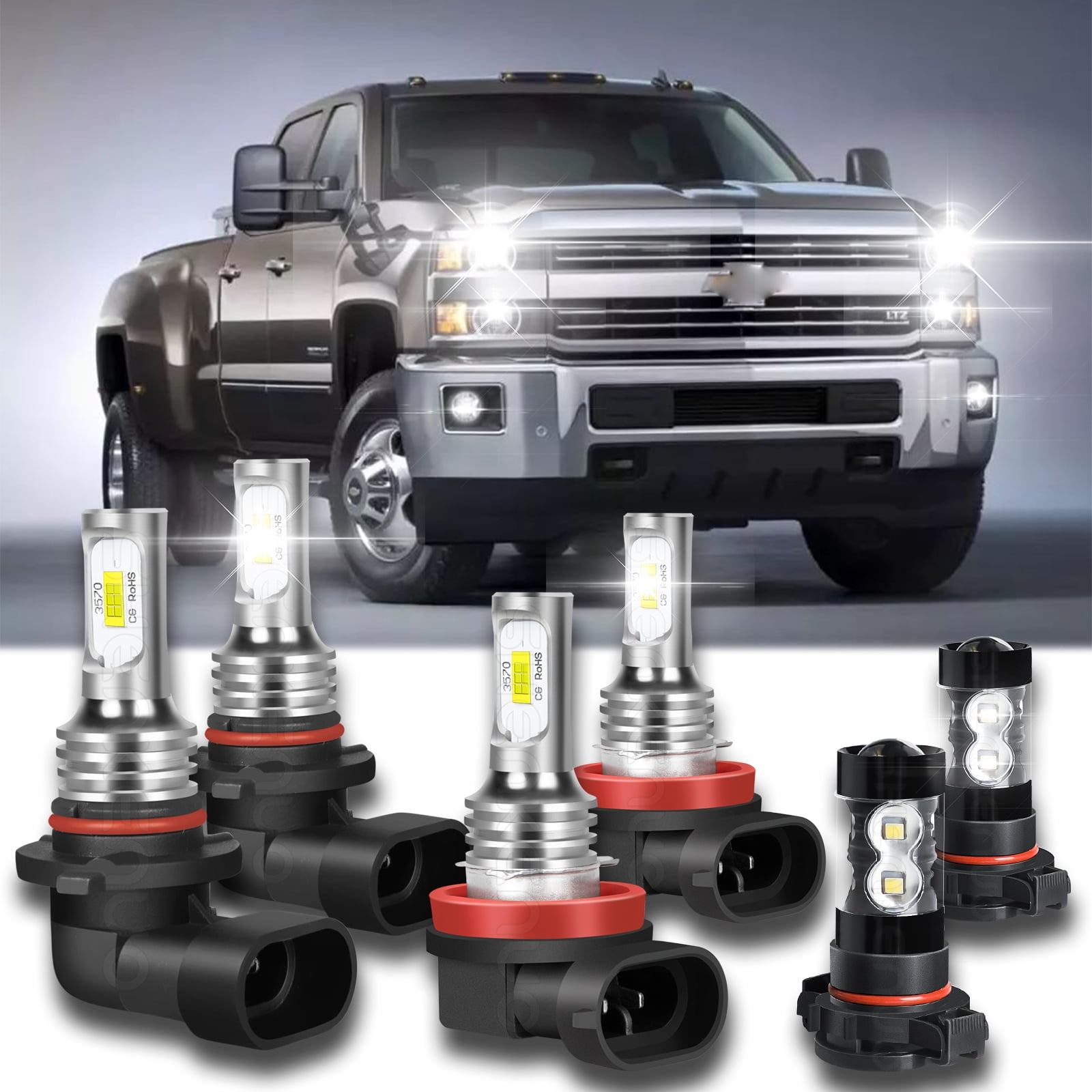 For GMC Sierra 1500 2500 3500 2007-2013 Combo LED Headlight Fog Light ...
