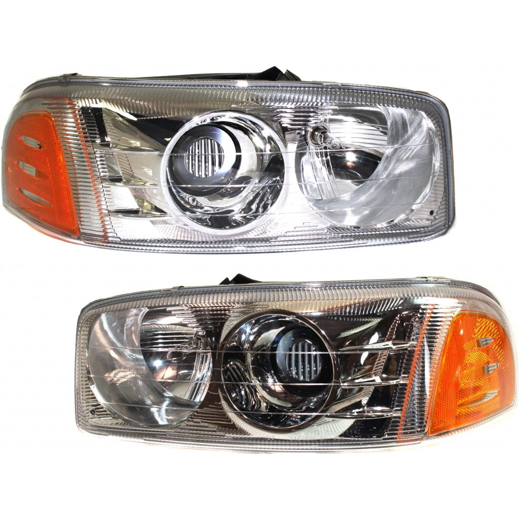 For GMC Sierra 1500 Denali/Yukon XL Headlight Assembly 1999-2006 Pair Driver and Passenger Side ...