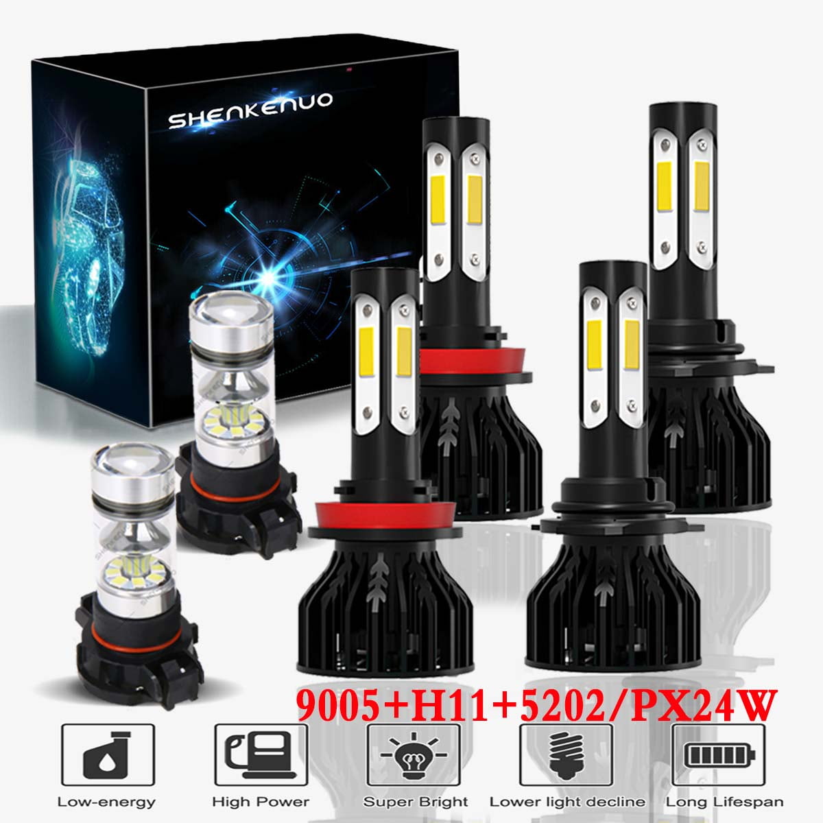 For GMC Sierra 2500 3500 2017-2020 LED Headlight Bulbs,9005 H11 High ...