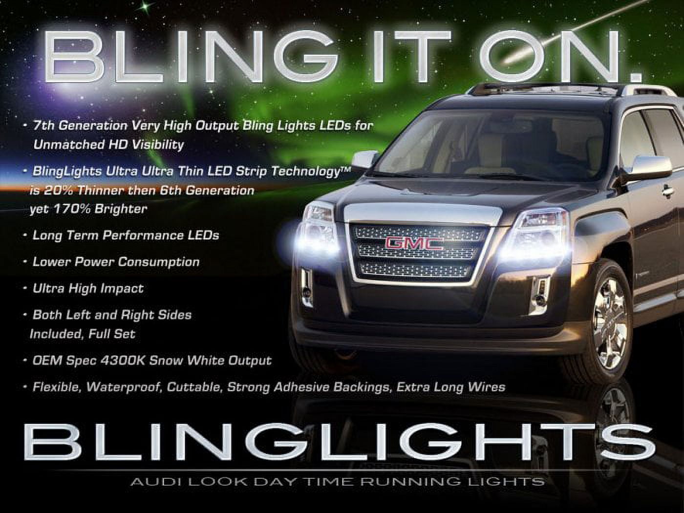 For GMC Terrain LED Light Strips HeadLamp Day Time Running Lights ...