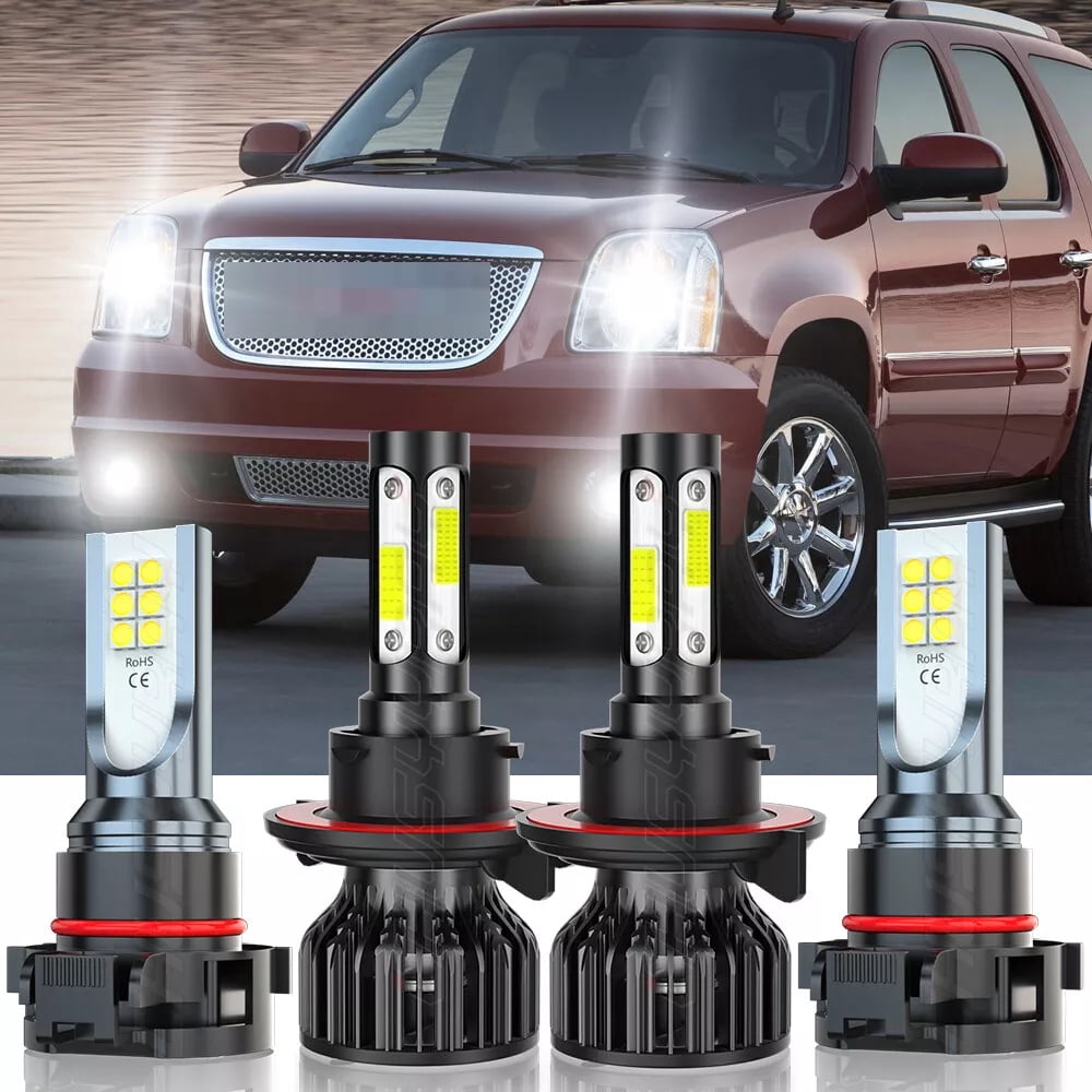 For GMC Yukon Denali 2007-2013 2014 4x LED Headlight High Low Beam ...